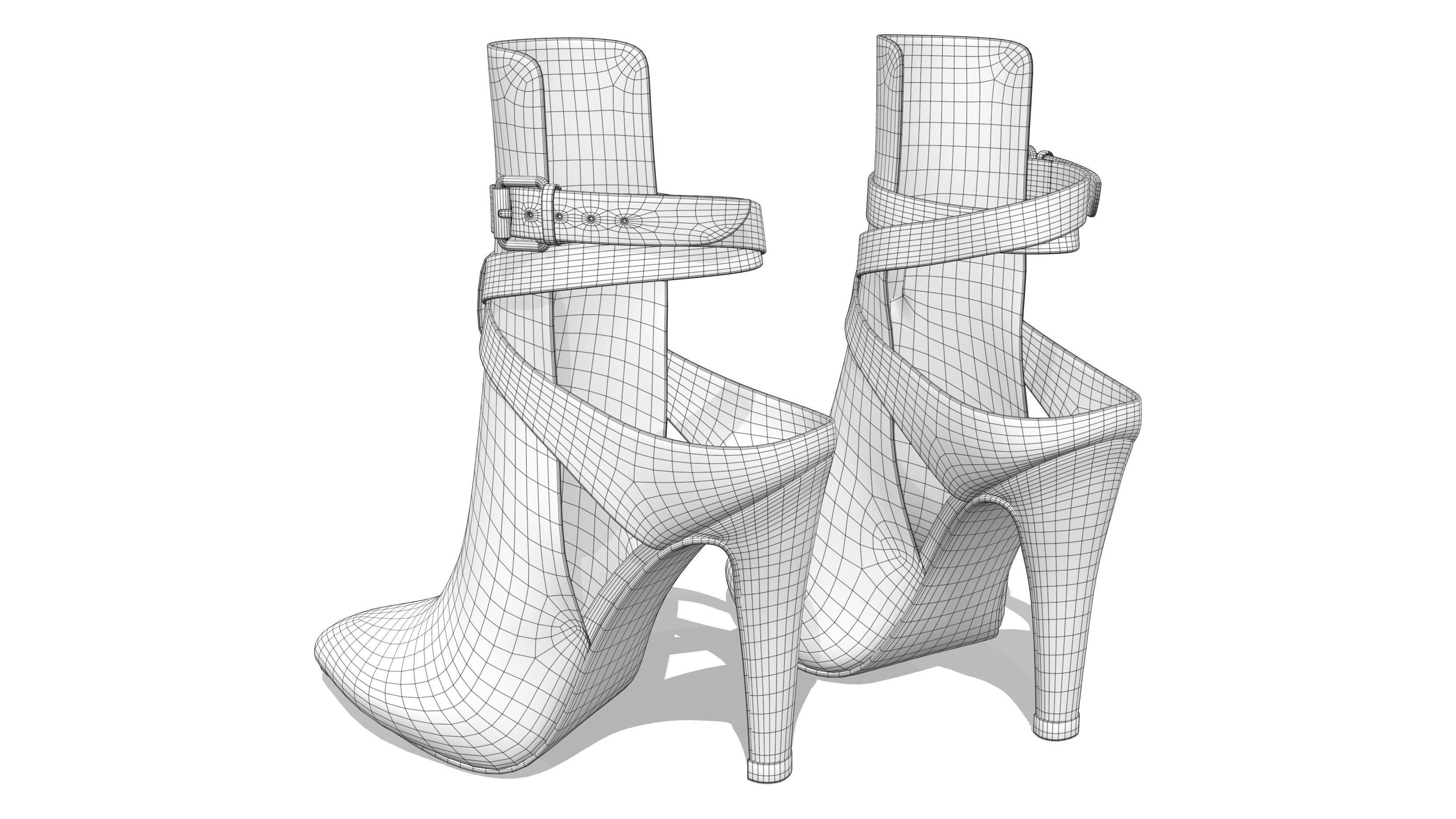 3D model Pointy Toe Open Back Booties VR / AR / low-poly | CGTrader