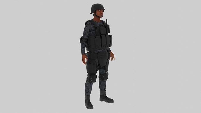 Modern Soldier Spec Ops SWAT FBI CIA VR AR 3D model rigged | CGTrader
