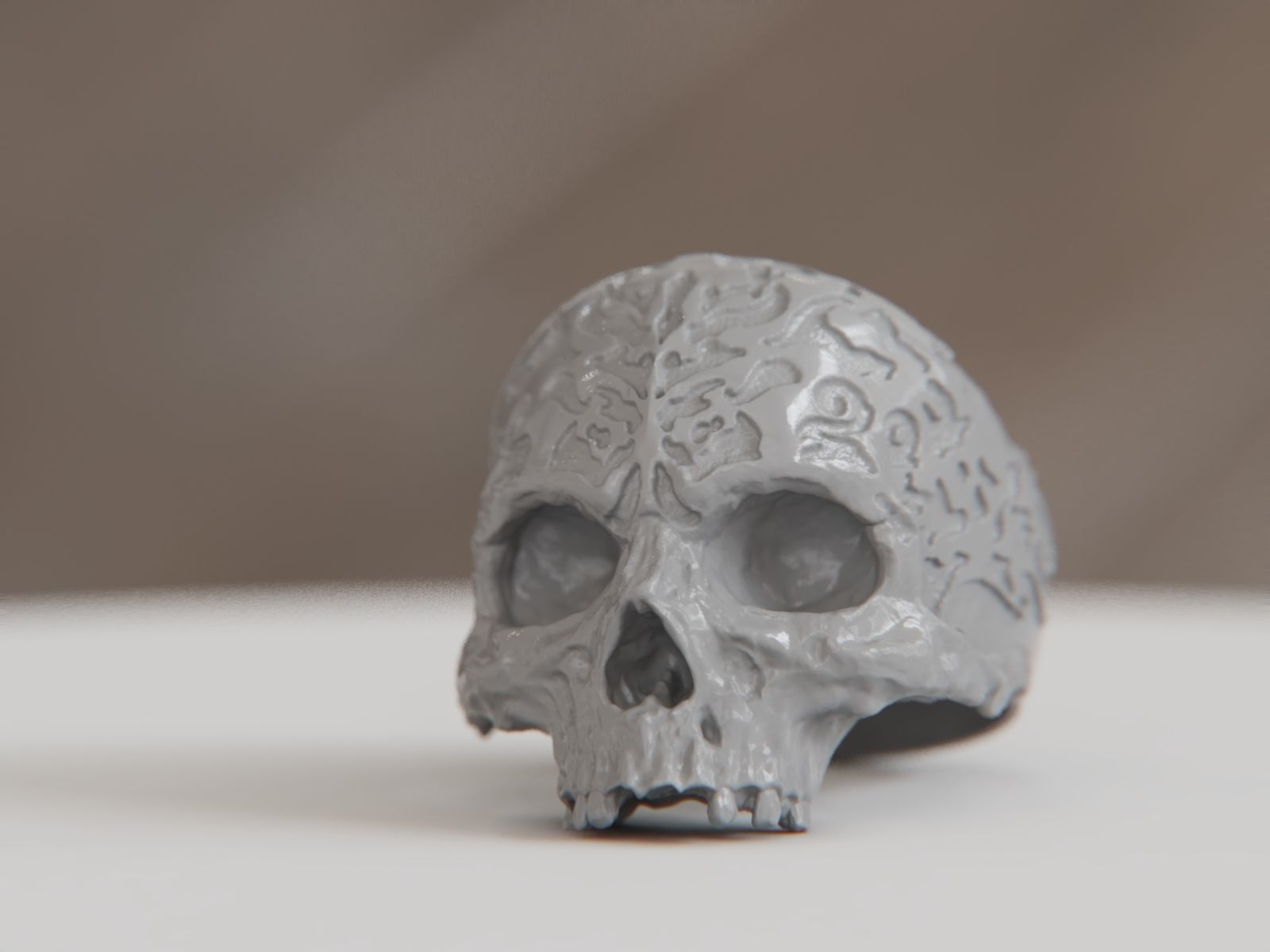 Patterned Skull Ring 3D model 3D printable | CGTrader