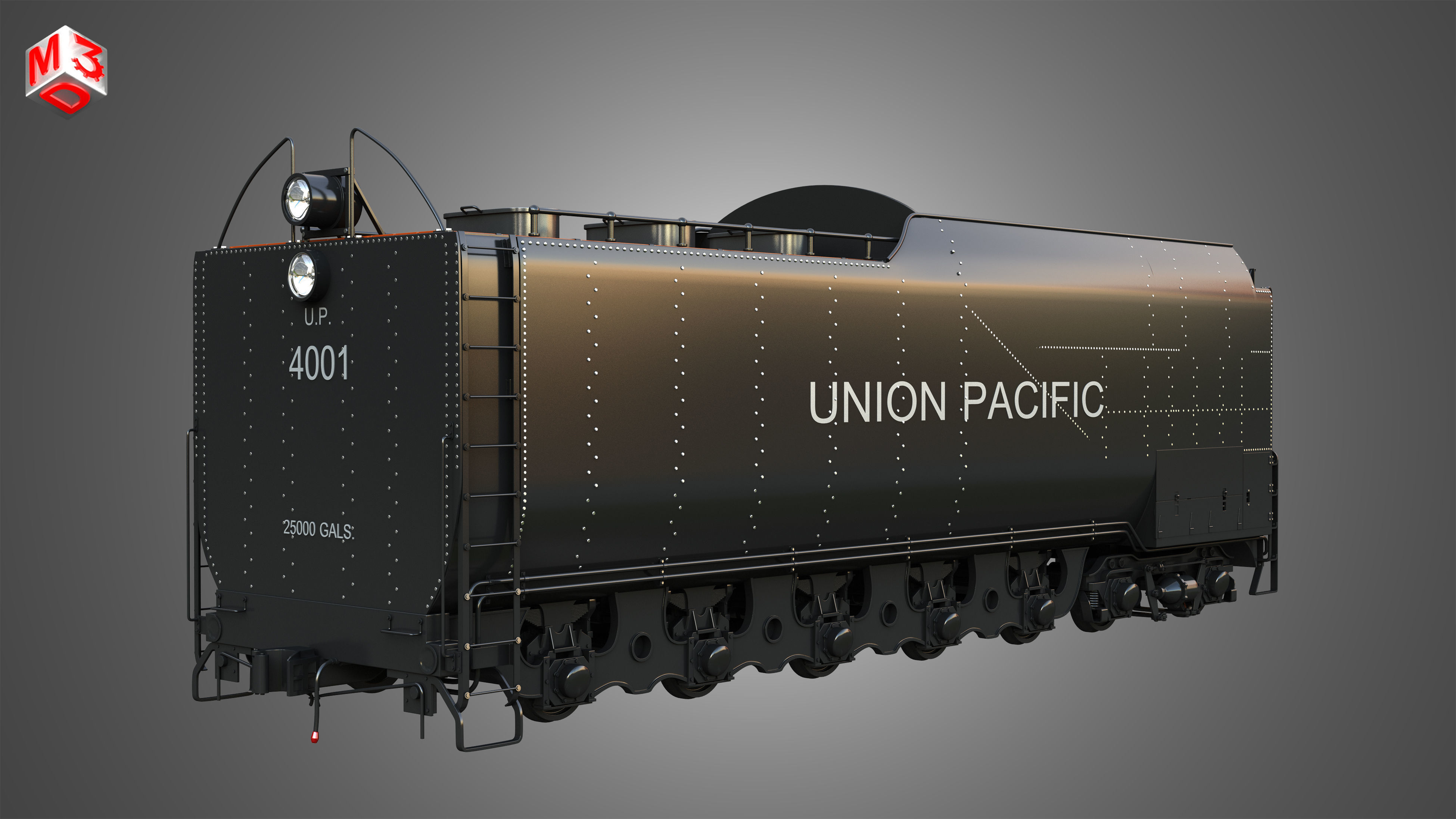 Big Boy 4014 - Steam Locomotive With Coal Wagon 3D model | CGTrader