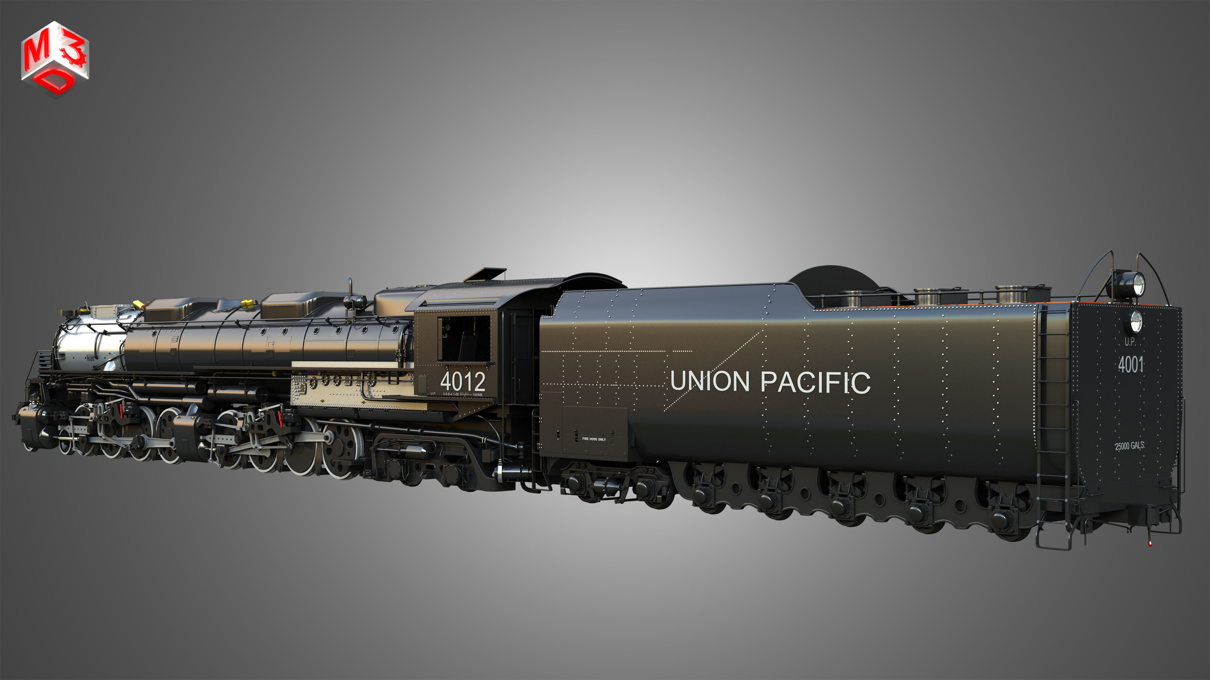 Big Boy 4014 - Steam Locomotive With Coal Wagon 3D model | CGTrader