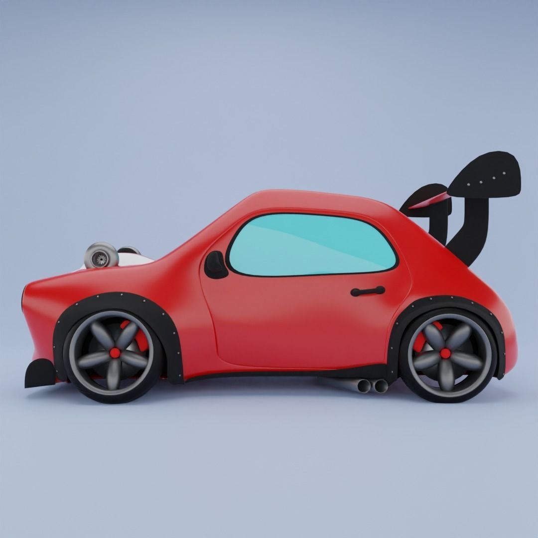 Funny Carton Car Racing Car 3D model 3D model | CGTrader