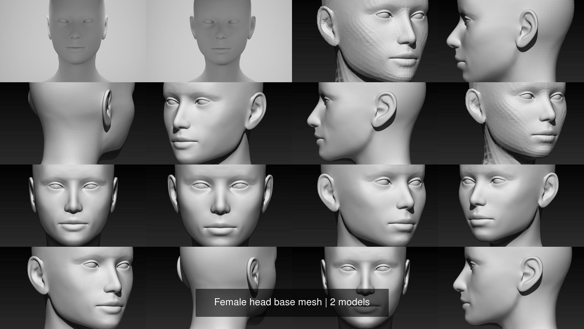 Female head base mesh 3D Model Collection | CGTrader