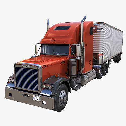 3D model Freightliner Classic XL dryvan semitruck VR / AR / low-poly ...