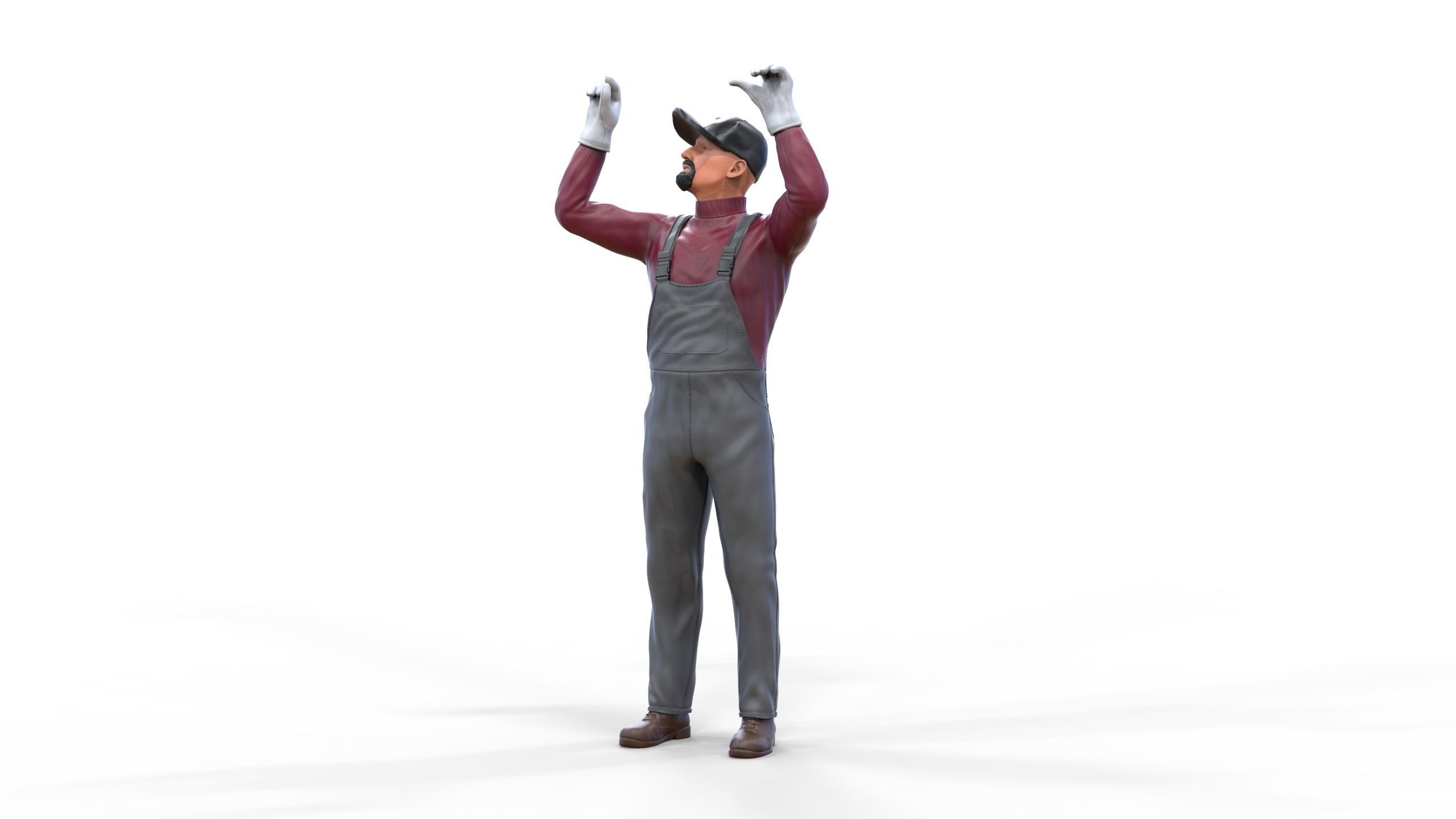 N2 Mechanic Crew working under a car or construction worker 3D model 3D ...