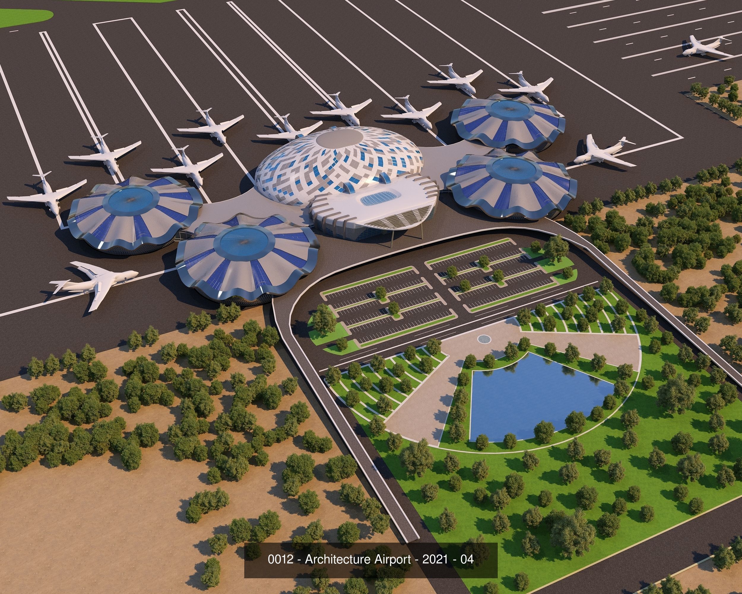 10 Full Scenes Projects - Architecture Airports - Big Bundle 3D Model ...