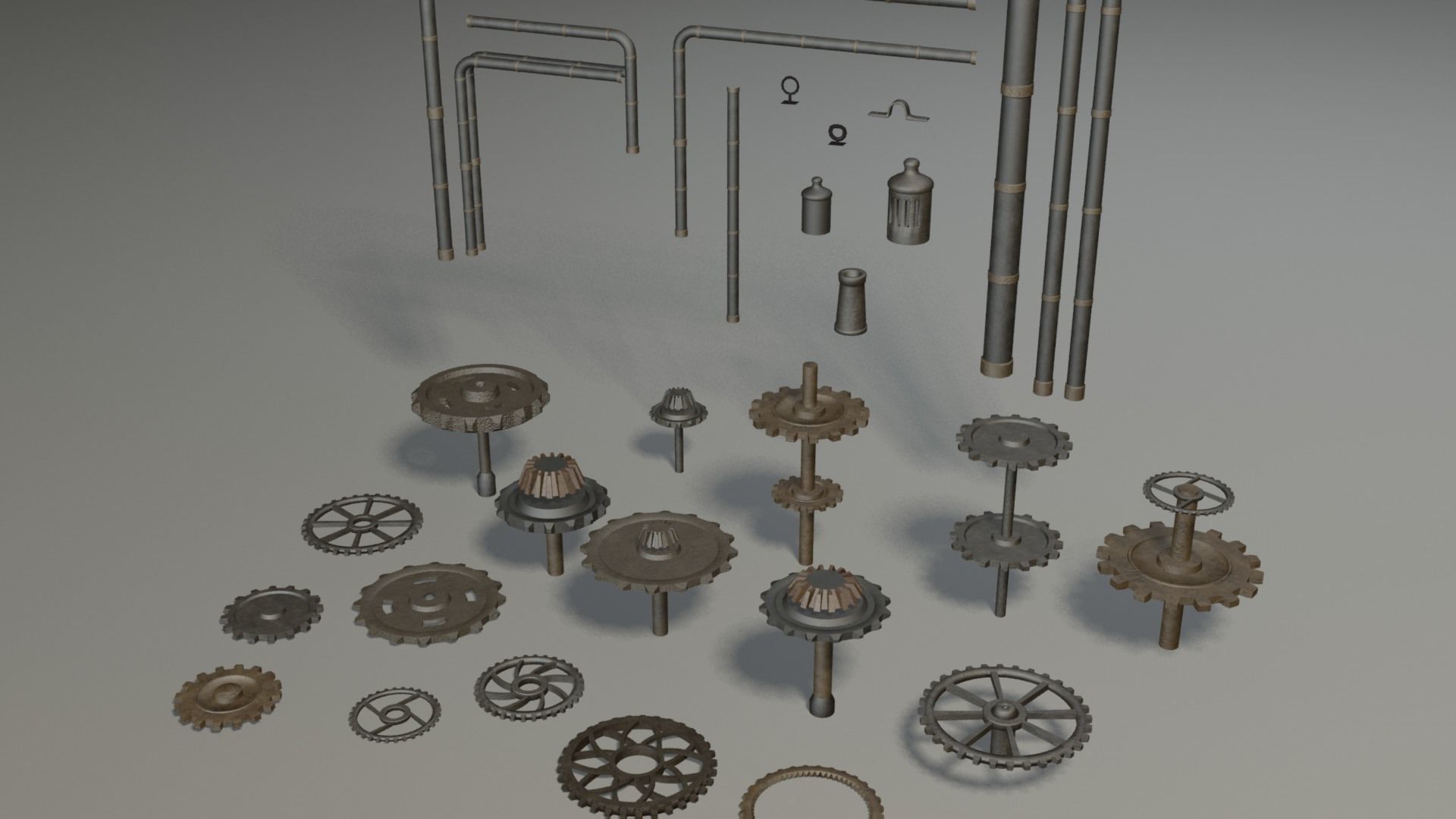 3D model Gears and tubes VR / AR / low-poly | CGTrader
