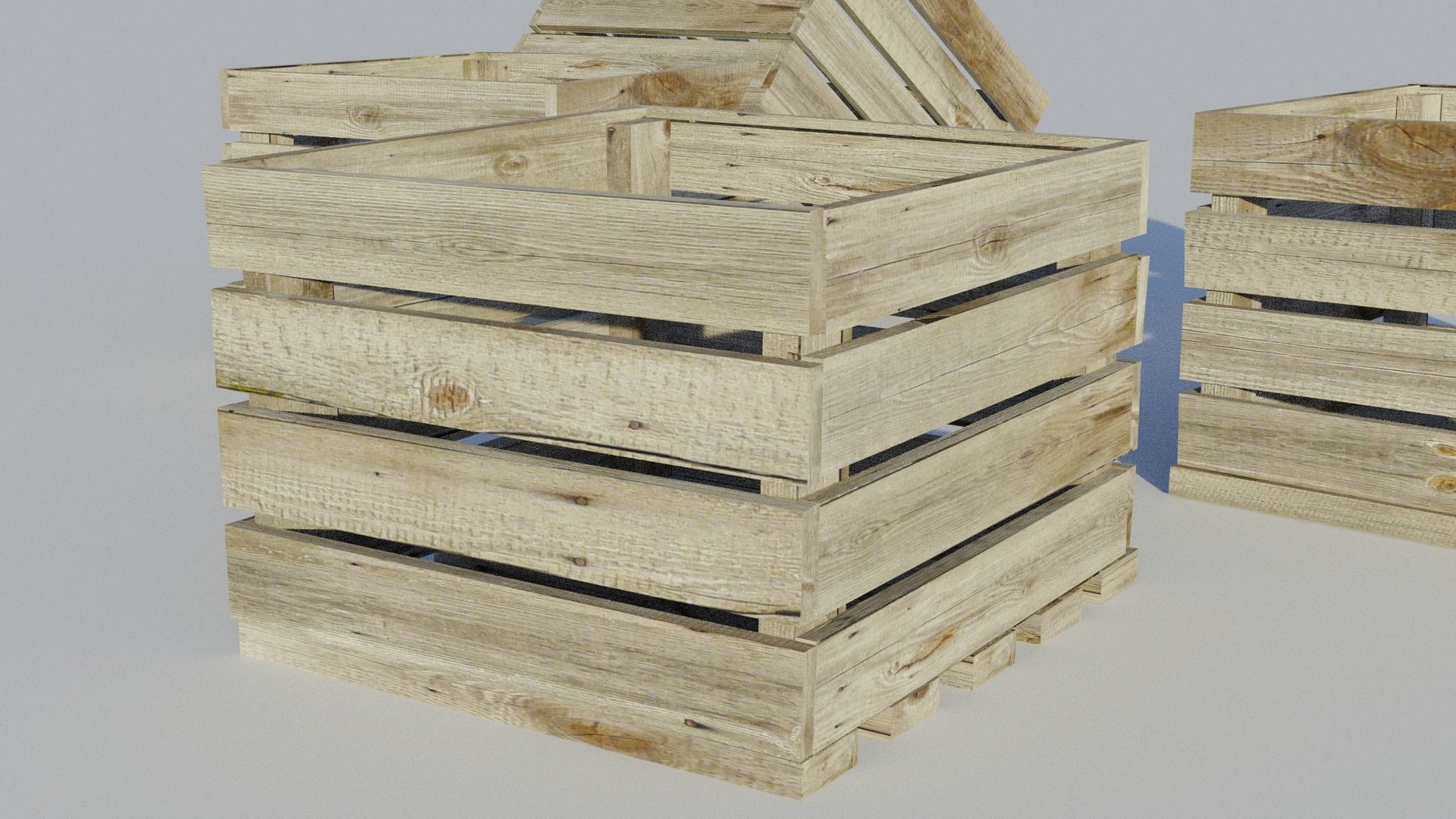 3D model Simple Wooden Open-style Crate With Gaps VR / AR / low-poly ...