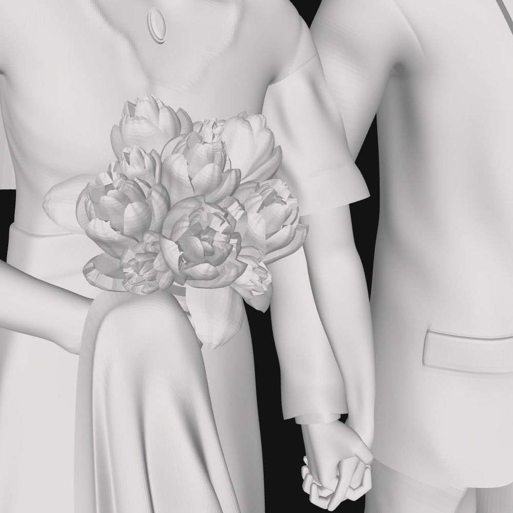 BRIDAL COUPLE - WEDDING COUPLE - BRIDE AND GROOM- MARRIED COUPLE 3D ...