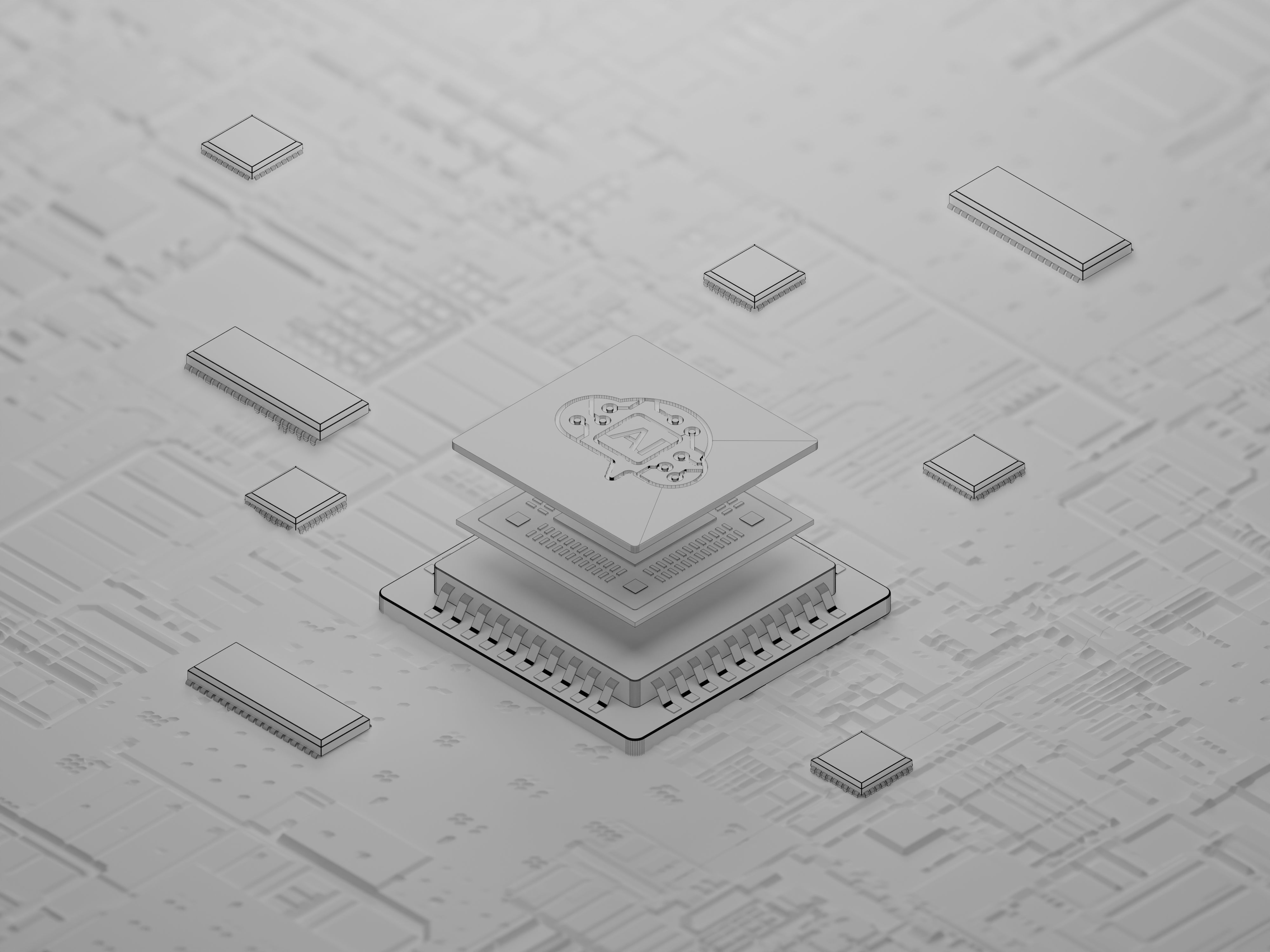Artificial intelligence processor chip 3D model | CGTrader
