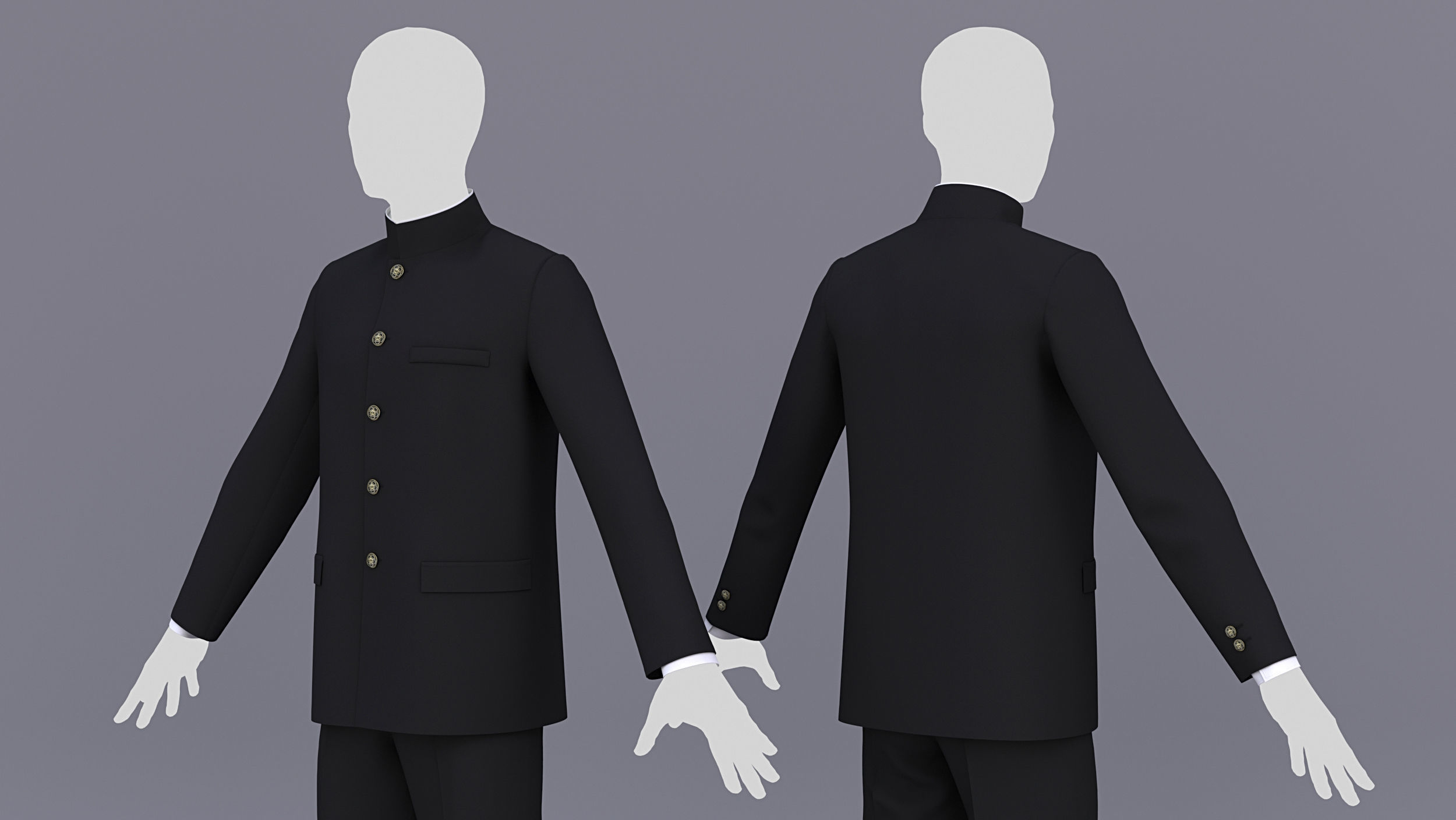 Japanese School Uniform for Male and Female 3D model | CGTrader