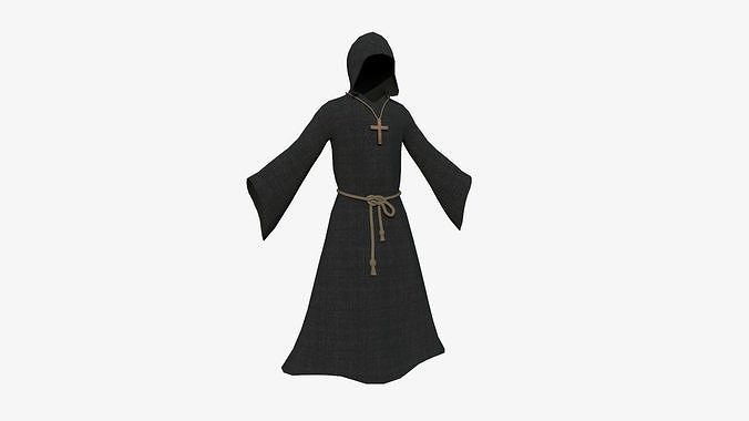 3D model Priest Outfit A03 Black - Character Clothing Design VR / AR ...