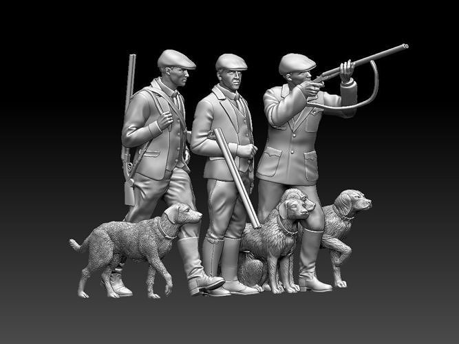 HUNTERS AND DOGS 3D model 3D printable | CGTrader