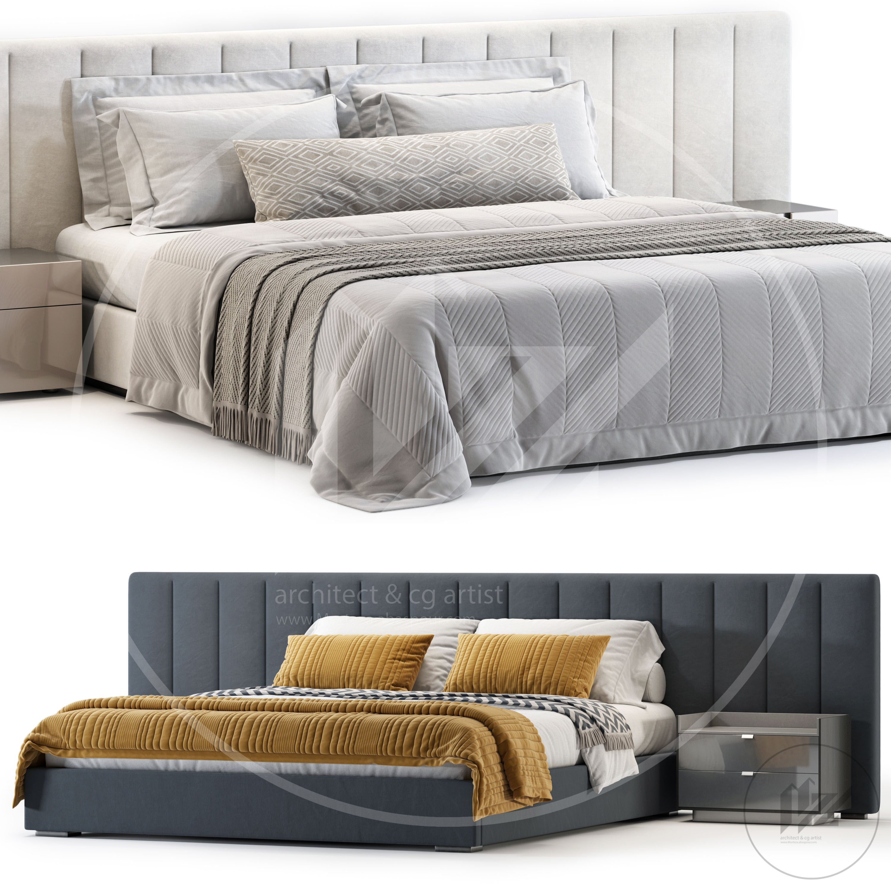 RH MODENA PANEL VERTICAL Bed 3D model | CGTrader