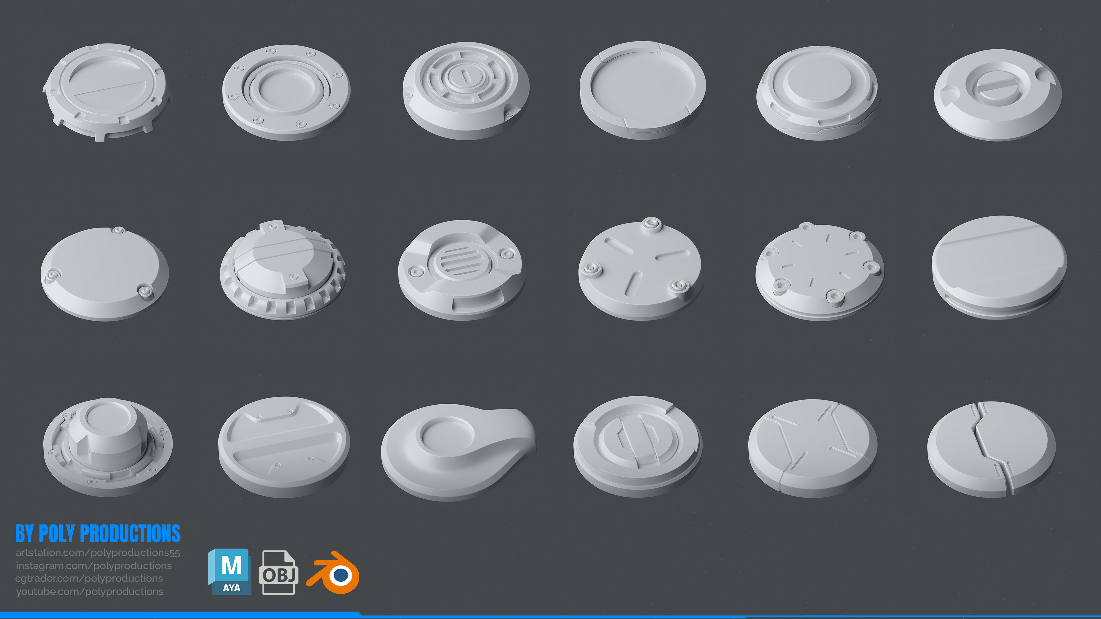 Nuts Screws and Sci-fi Shapes Kitbash free 3D model | CGTrader
