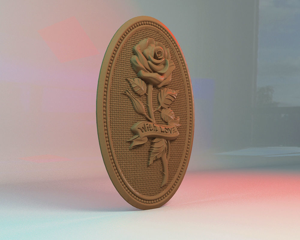 Rose Badge 3D STL Model for Cnc users 3D print model 3D model 3D ...
