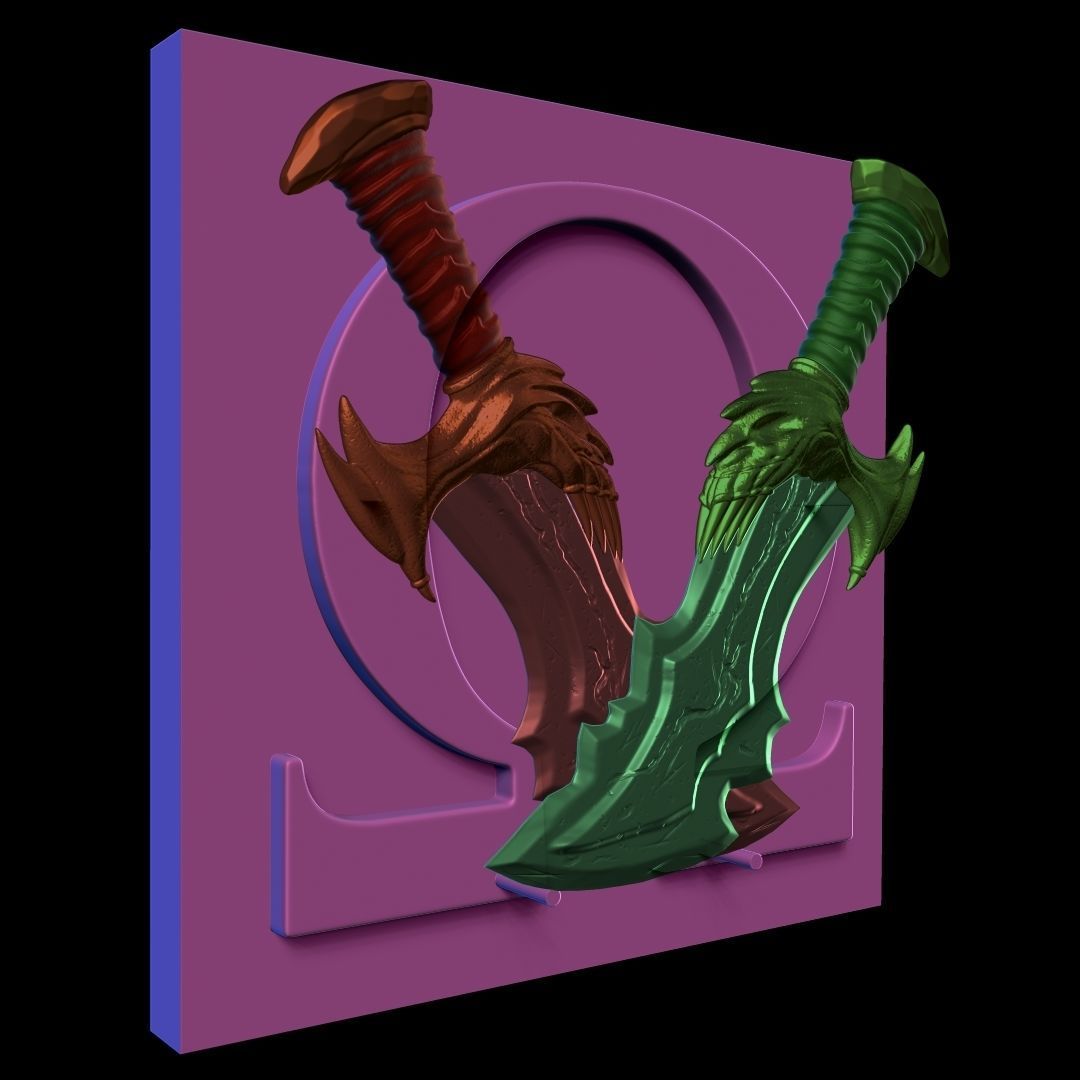 KRATOS SWORD CHAOS AND WALL PLAQUE 02 3D model 3D printable | CGTrader