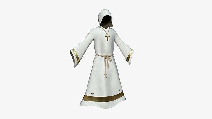3D model Priest Outfit A04 White Gold - Character Clothing Design VR ...
