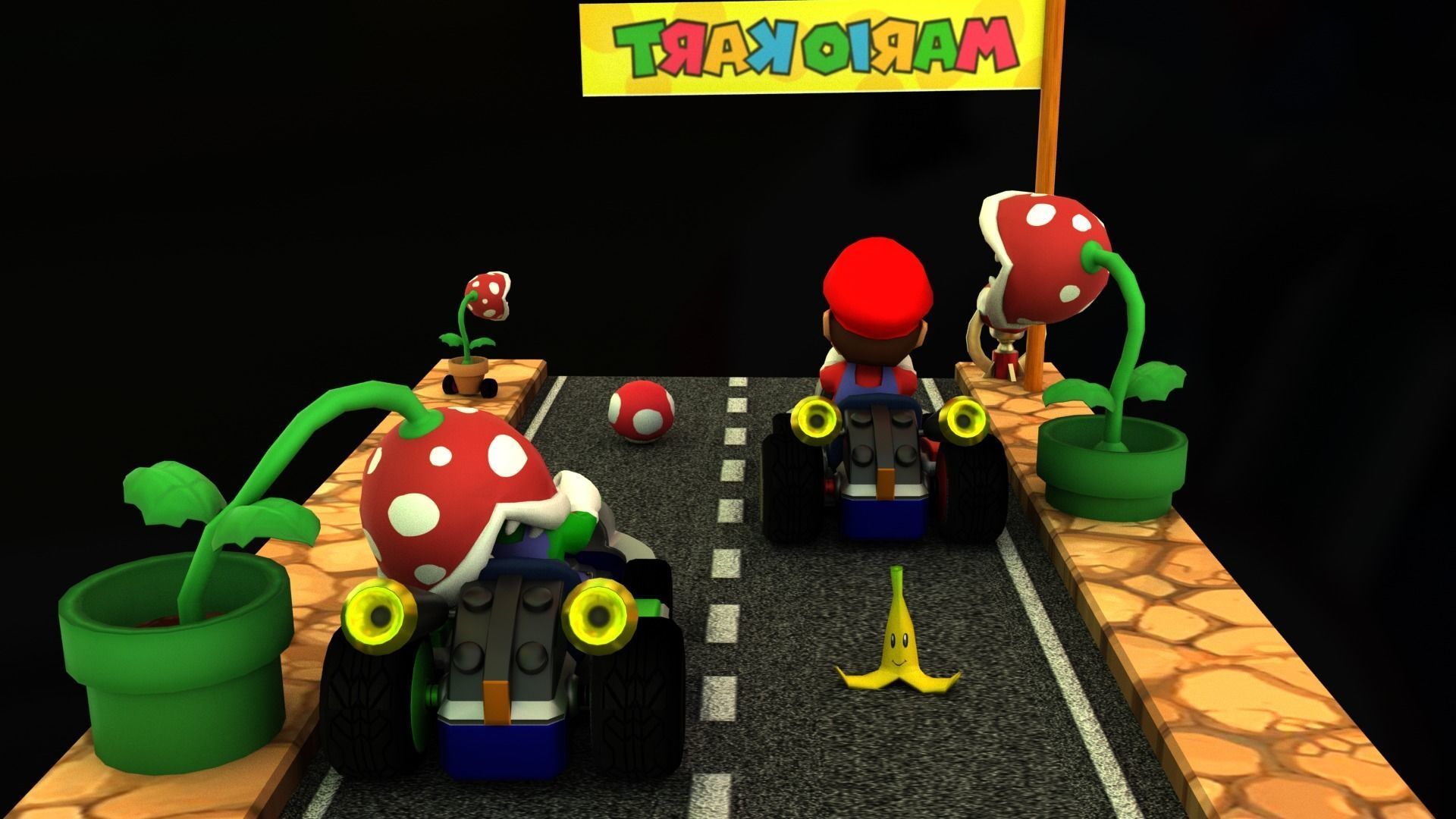 3D model Mario Kart Scene VR / AR / low-poly | CGTrader