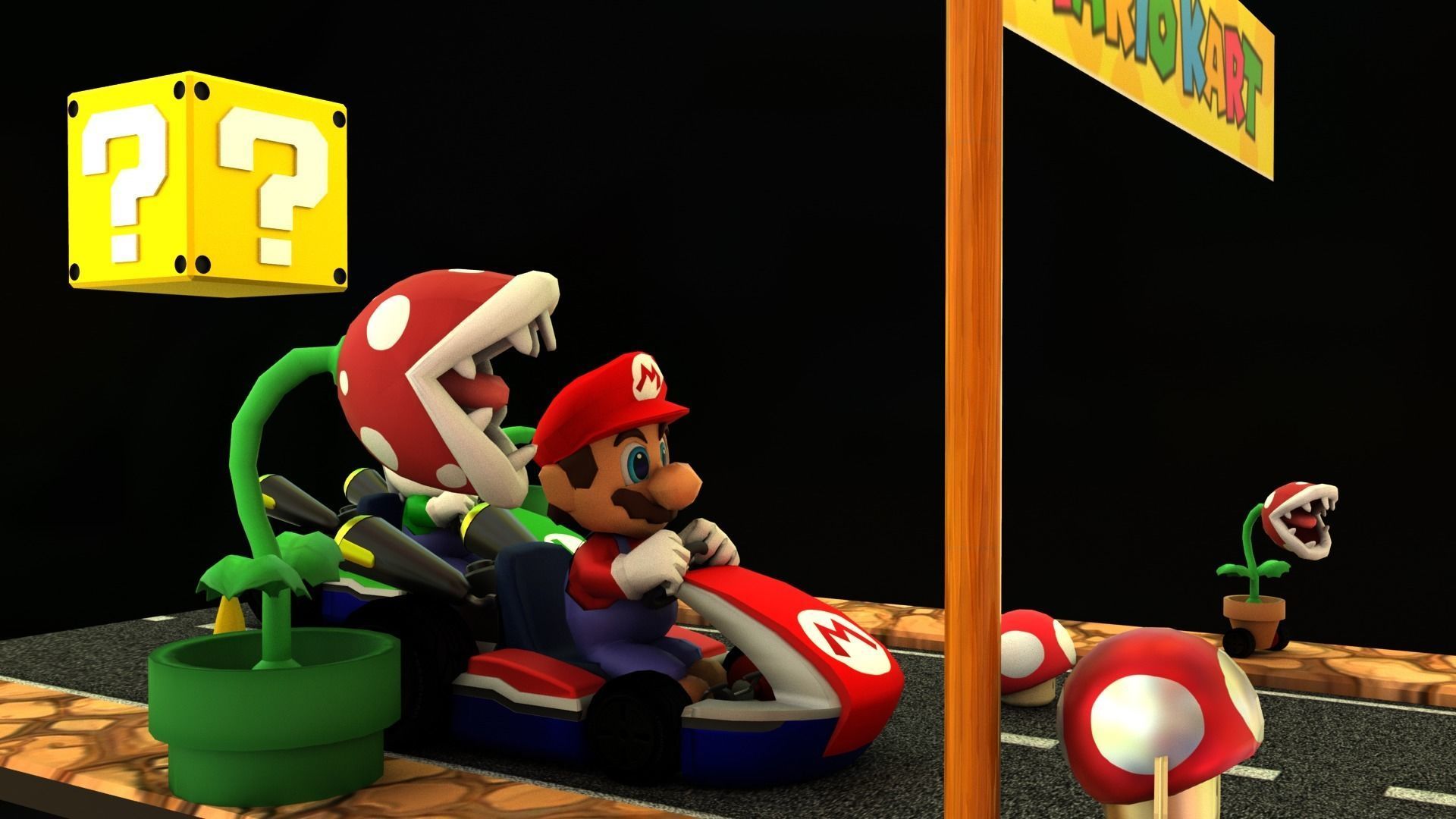 3D model Mario Kart Scene VR / AR / low-poly | CGTrader