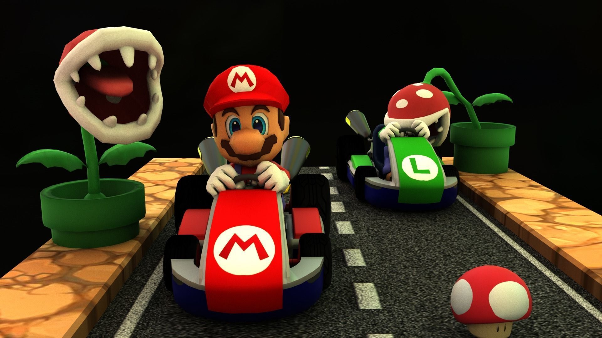 3D model Mario Kart Scene VR / AR / low-poly | CGTrader
