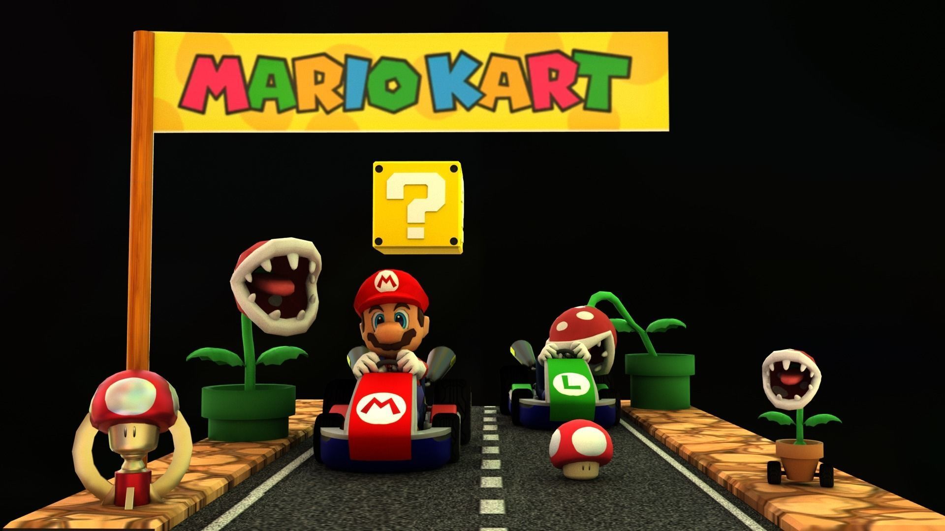 3D model Mario Kart Scene VR / AR / low-poly | CGTrader