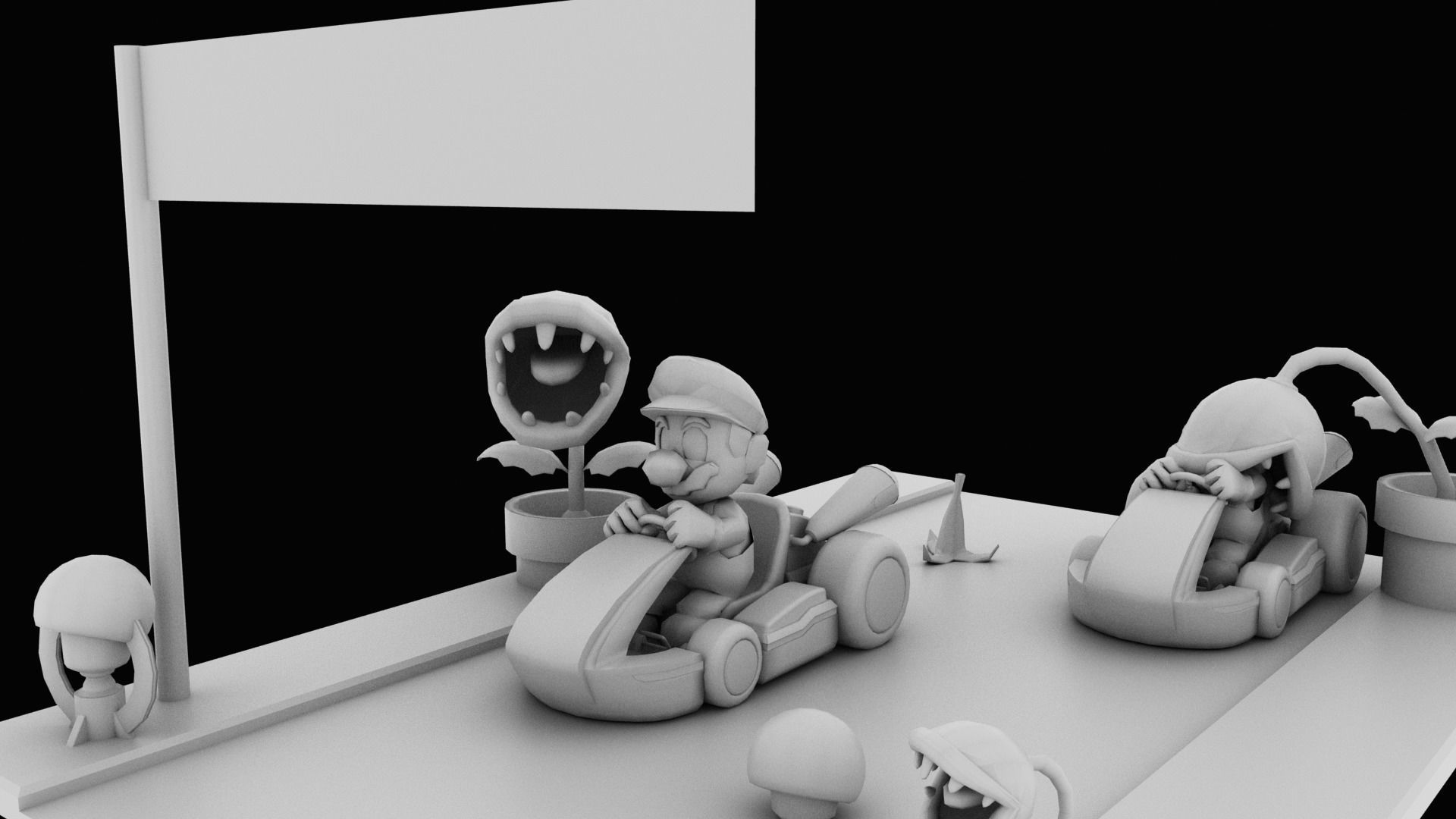 3D model Mario Kart Scene VR / AR / low-poly | CGTrader