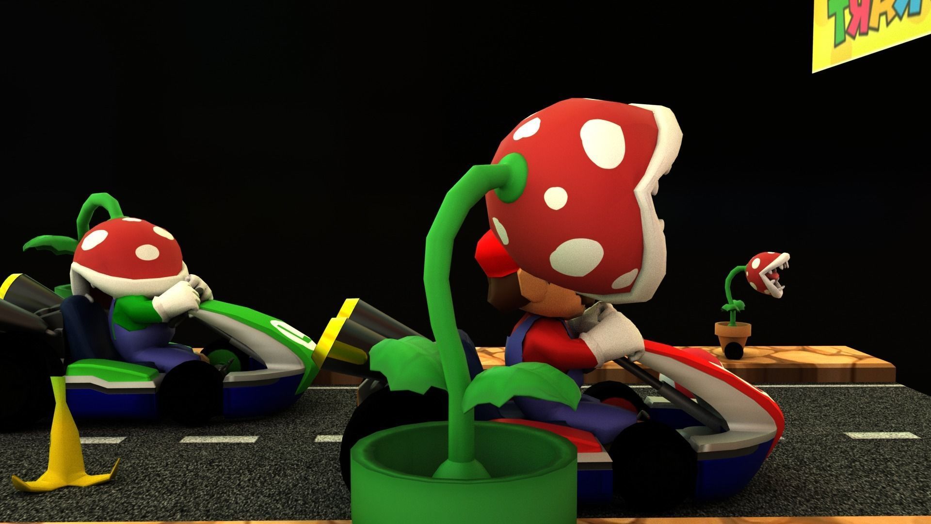 3D model Mario Kart Scene VR / AR / low-poly | CGTrader
