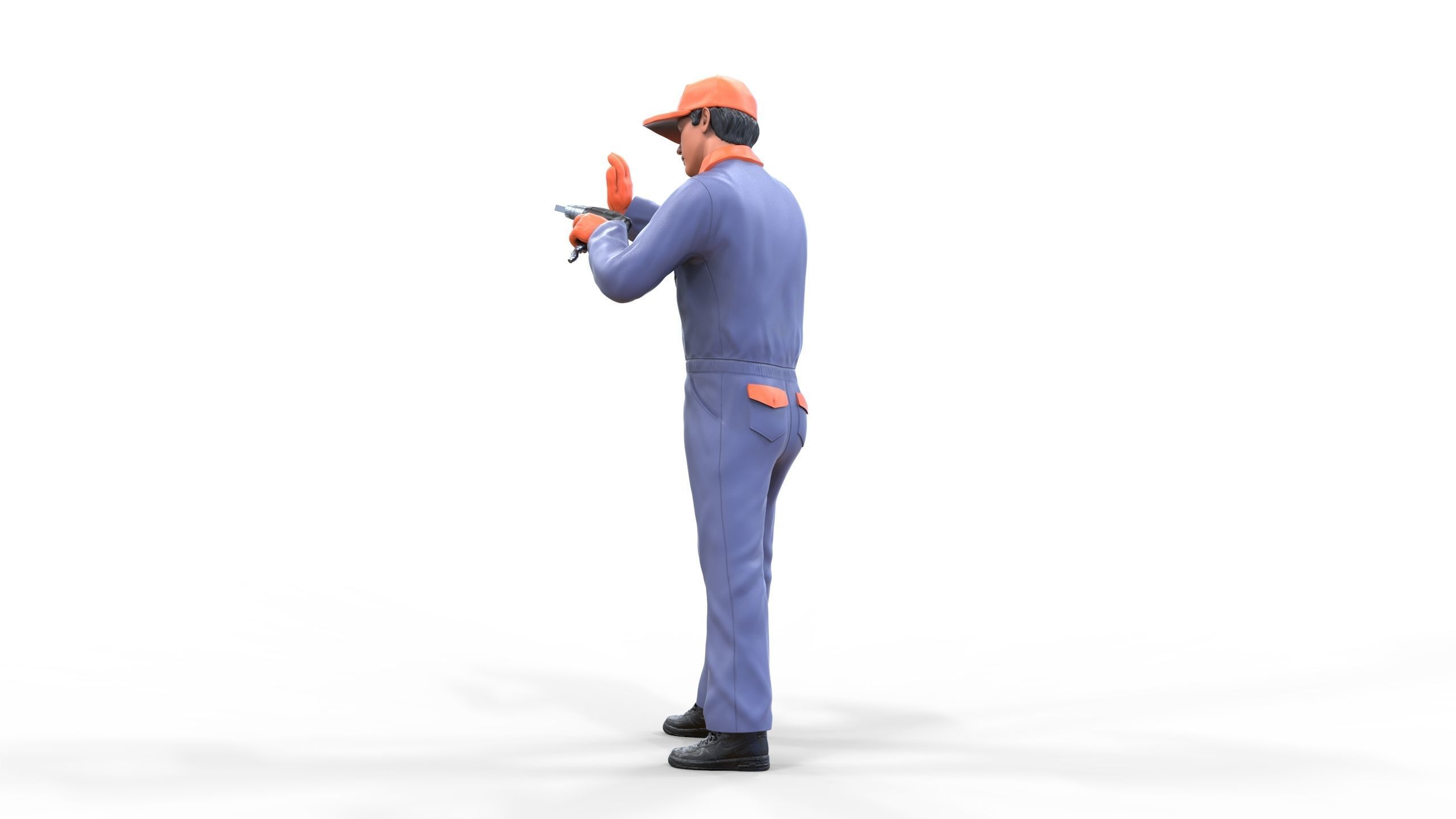 N3 Mechanic Crew working under a car or construction worker 3D model 3D ...