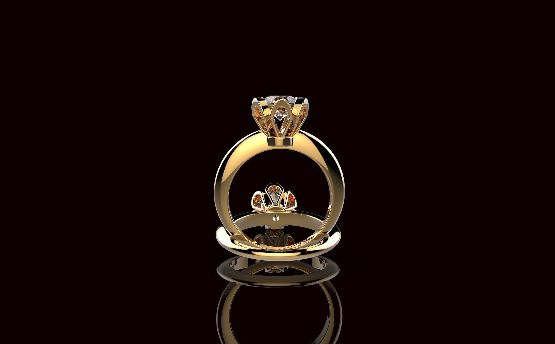 AV Disagne 66 Engangement Ring with a Diamond 3D model 3D printable ...