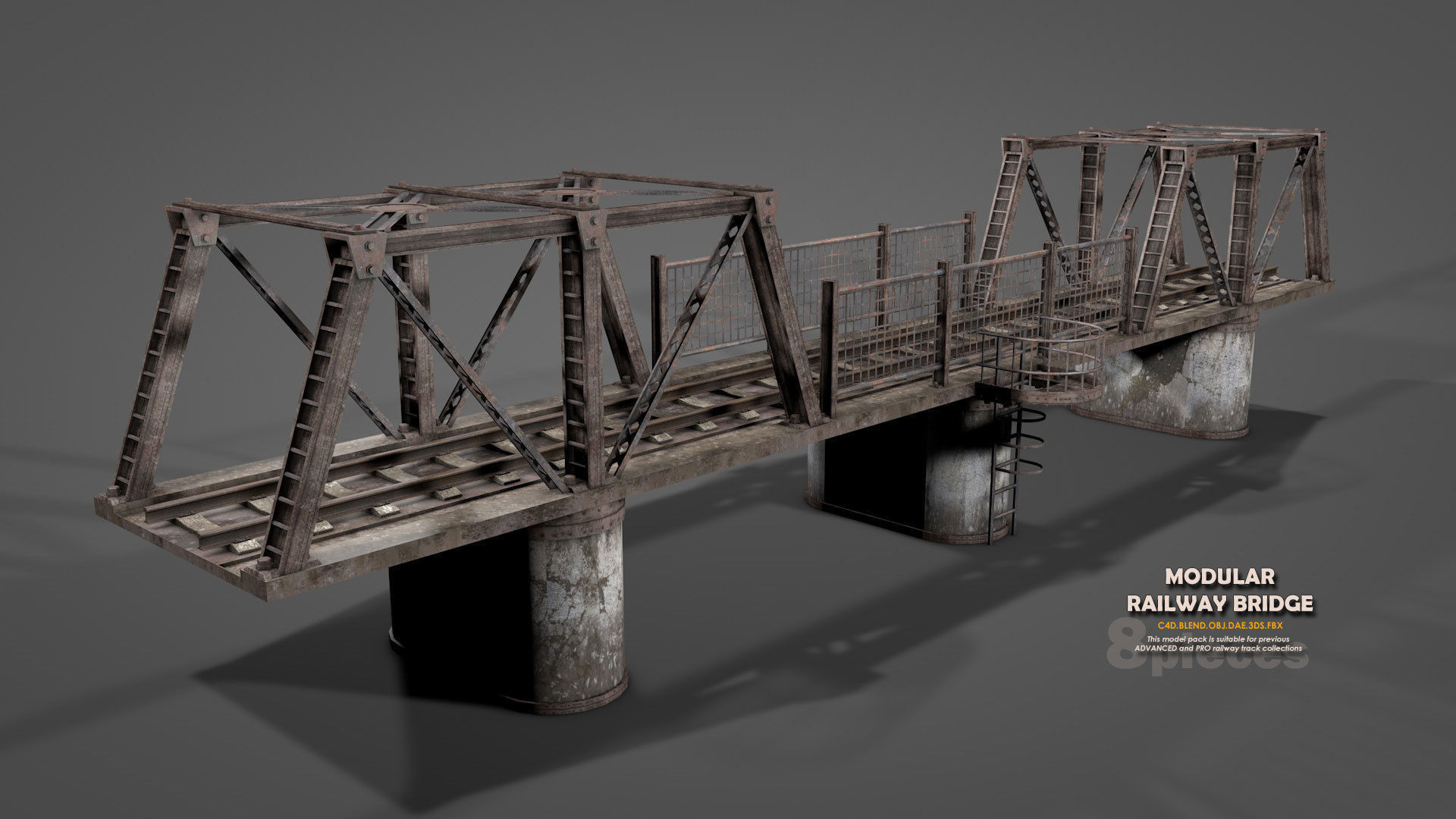 Modular Railway Bridge Pack 3D model | CGTrader