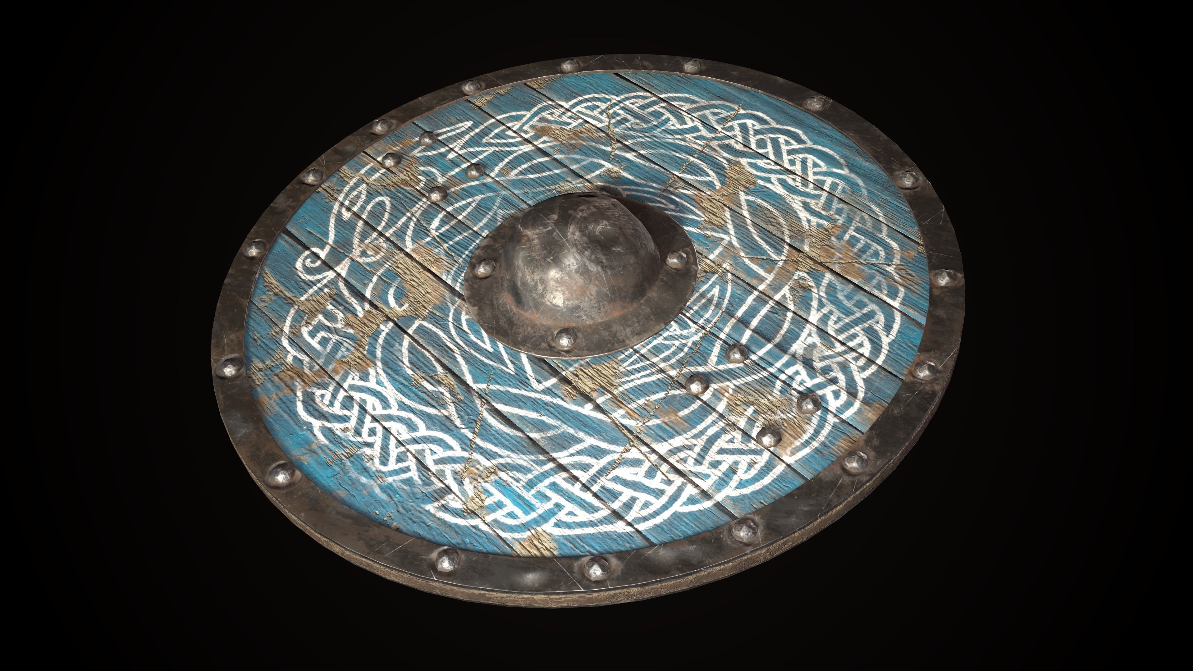 3D model Viking sword and shield with Midgard serpent VR / AR / low ...