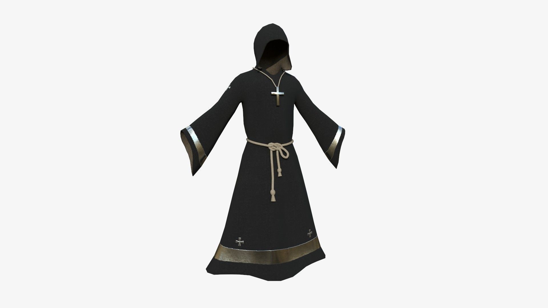 3D model Priest Outfit A05 Black Silver - Character Clothing Design VR ...