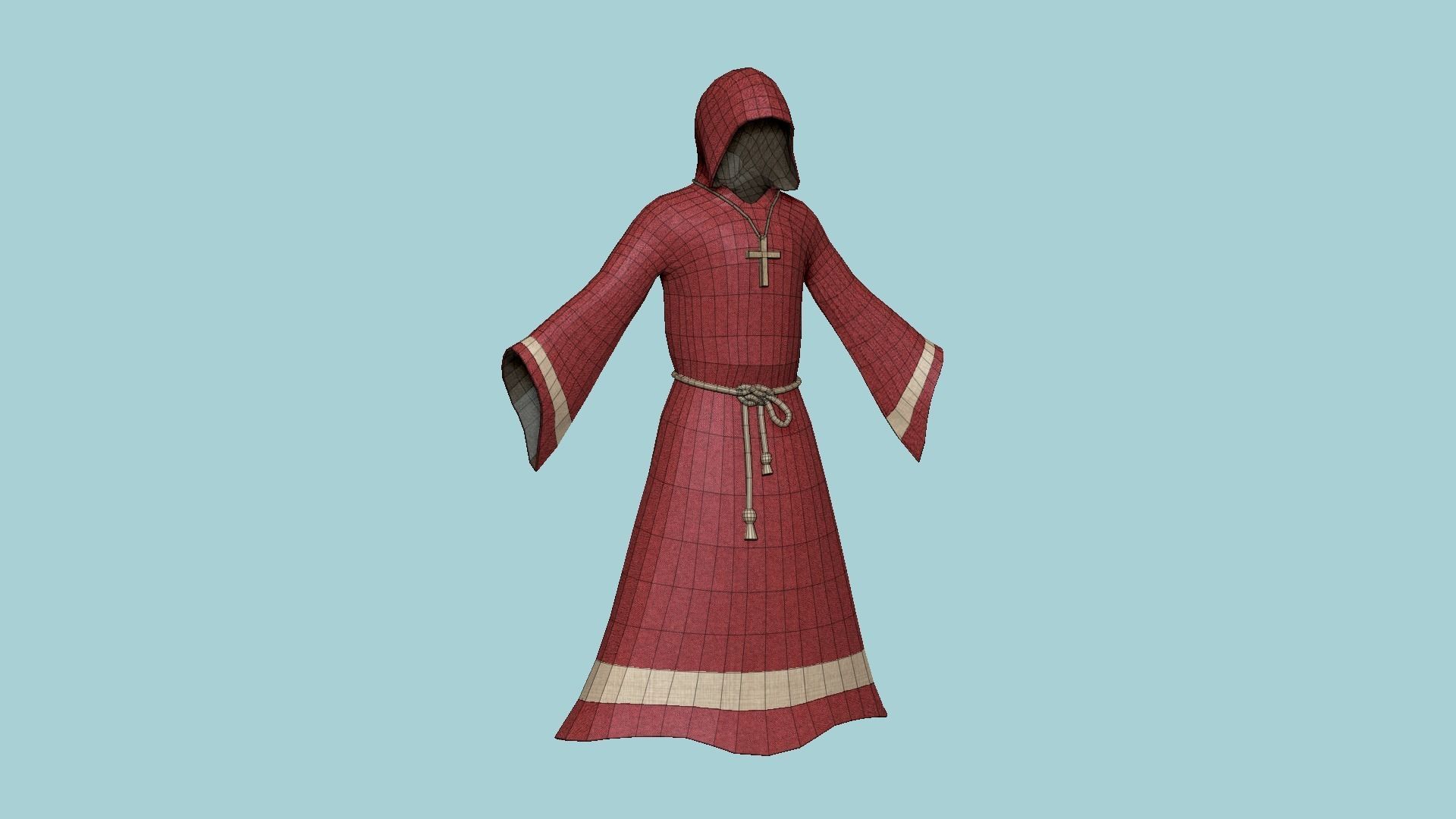 3D model Priest Outfit A07 Red - Character Clothing Design VR / AR ...