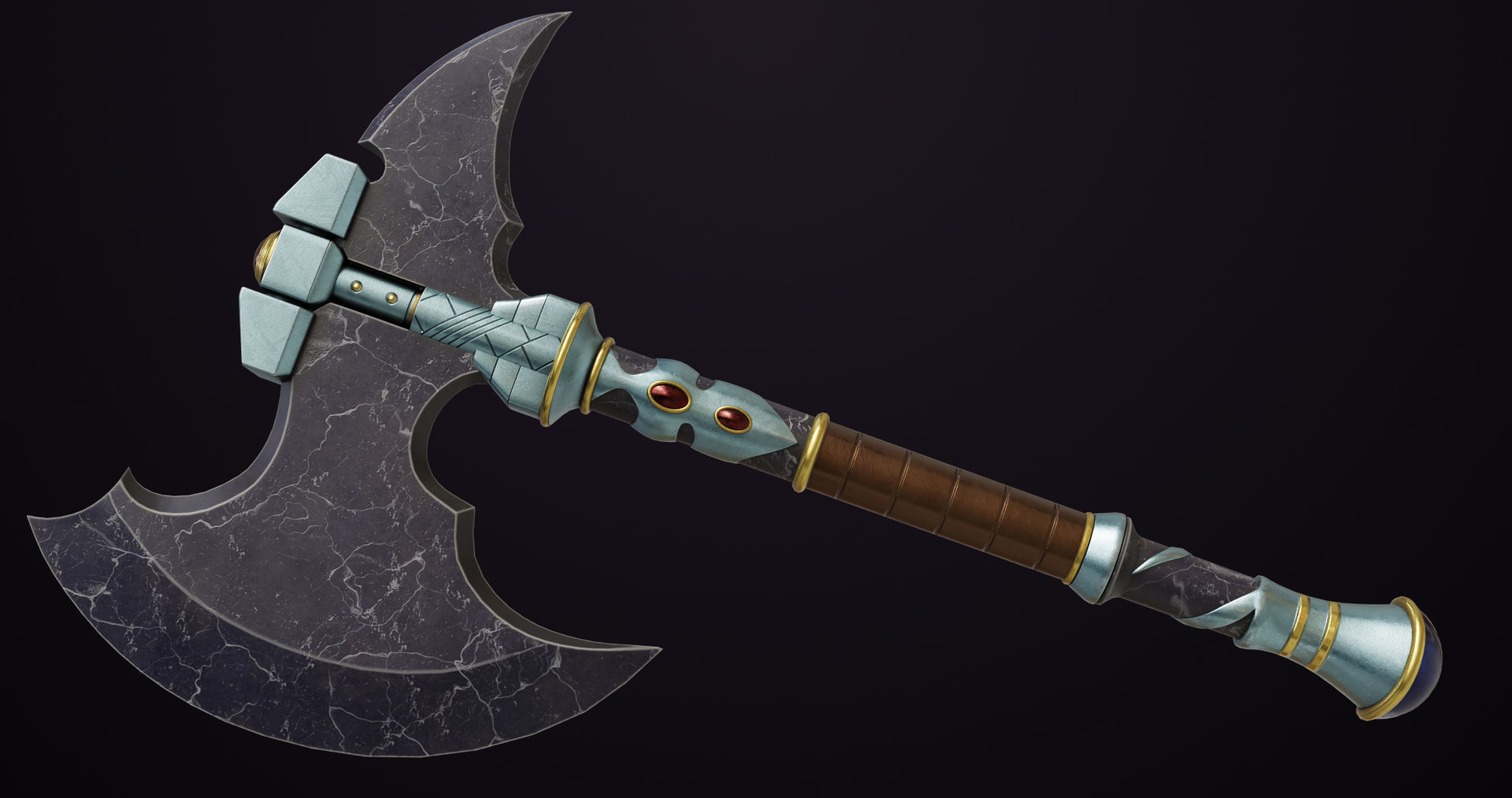 3D model Battle Axe 08 All PBR Unity UE Textures Included VR / AR / low ...