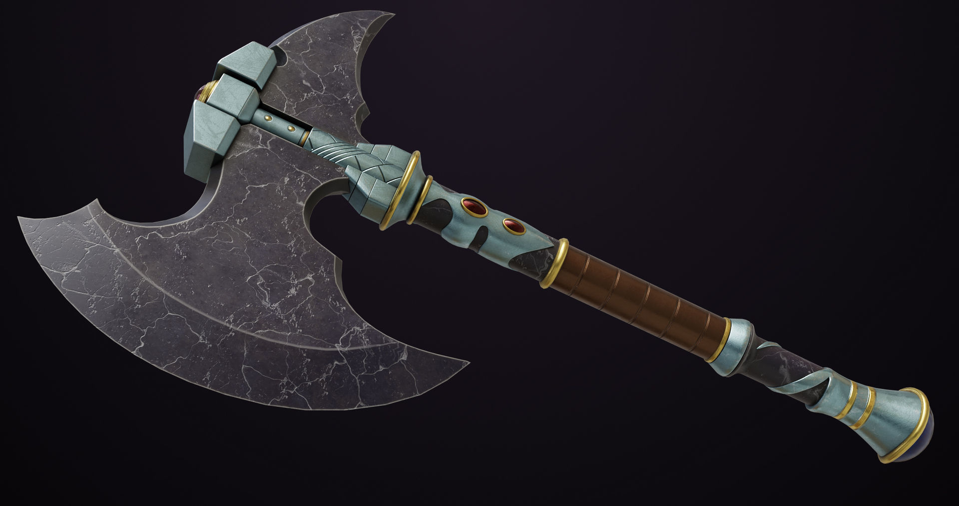 3D model Battle Axe 08 All PBR Unity UE Textures Included VR / AR / low ...