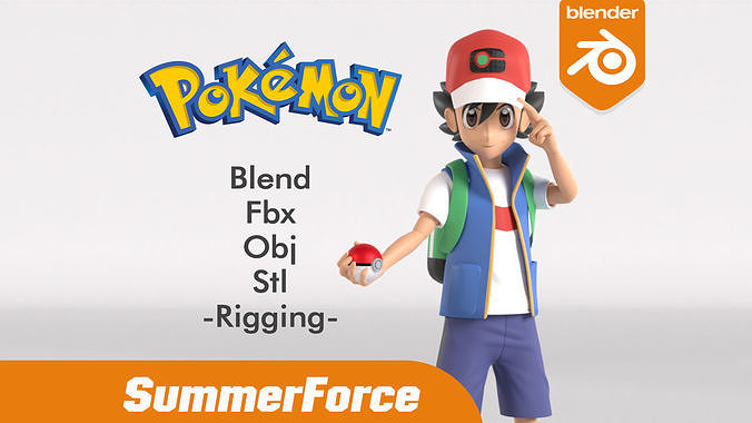 Ash Ketchum - Pokemon 3D model rigged | CGTrader