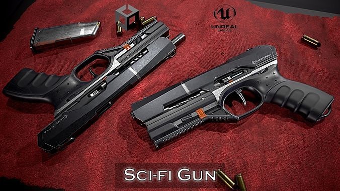 3D model Sci-fi Gun Game Ready 4k Textures VR / AR / low-poly | CGTrader