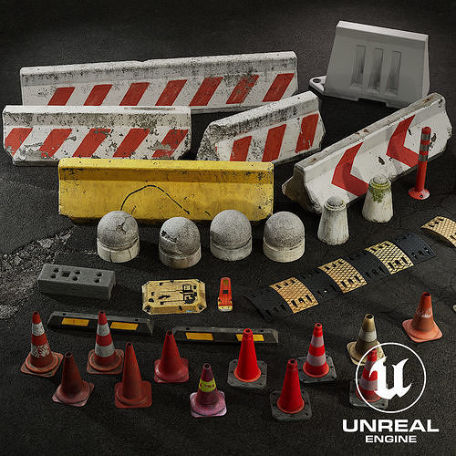 3D model Scanned Traffic Props Vol 1 VR / AR / low-poly | CGTrader