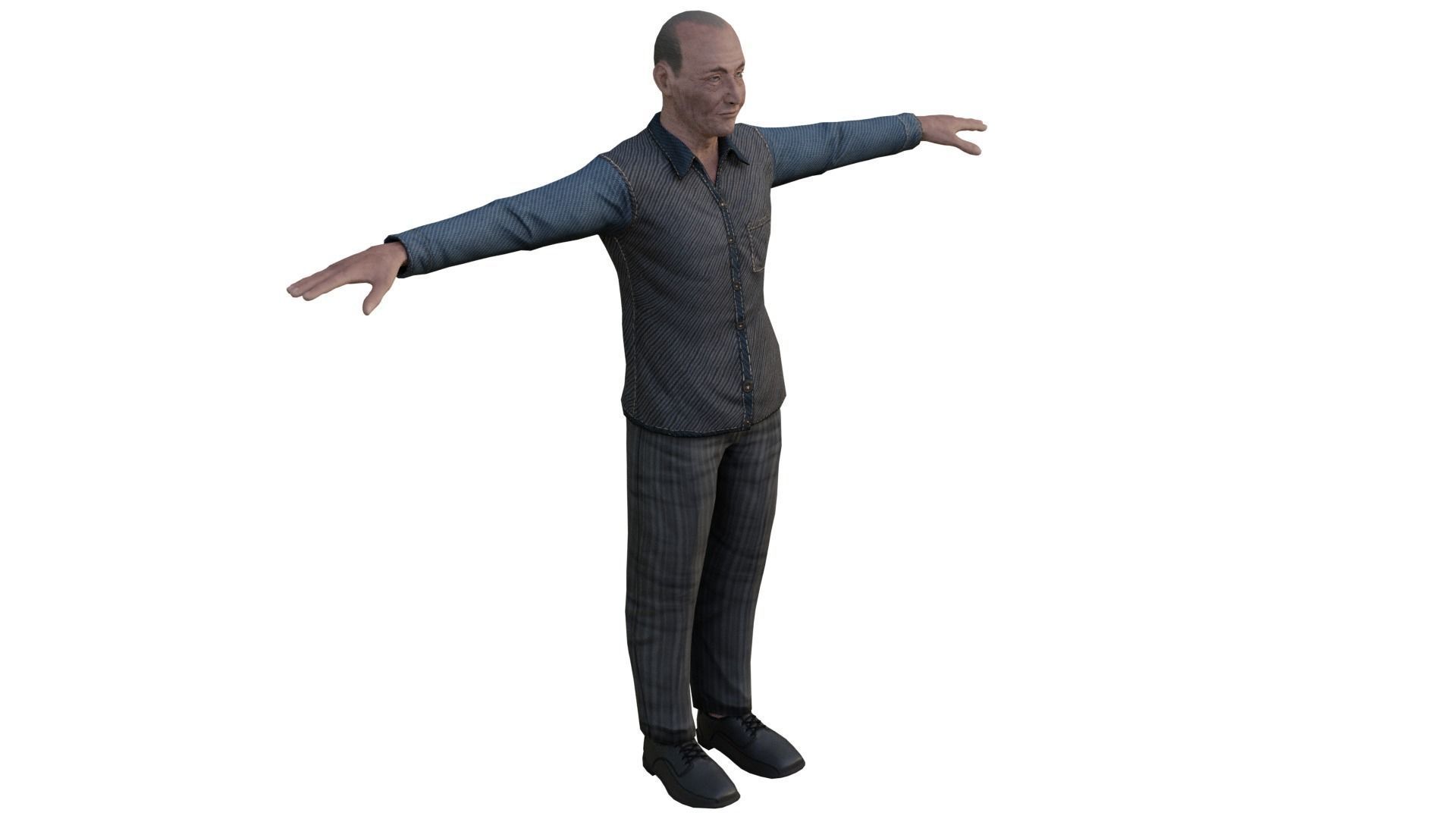 3D model Old Fat Man Character Casual Cloths High Quality 3D Model VR ...