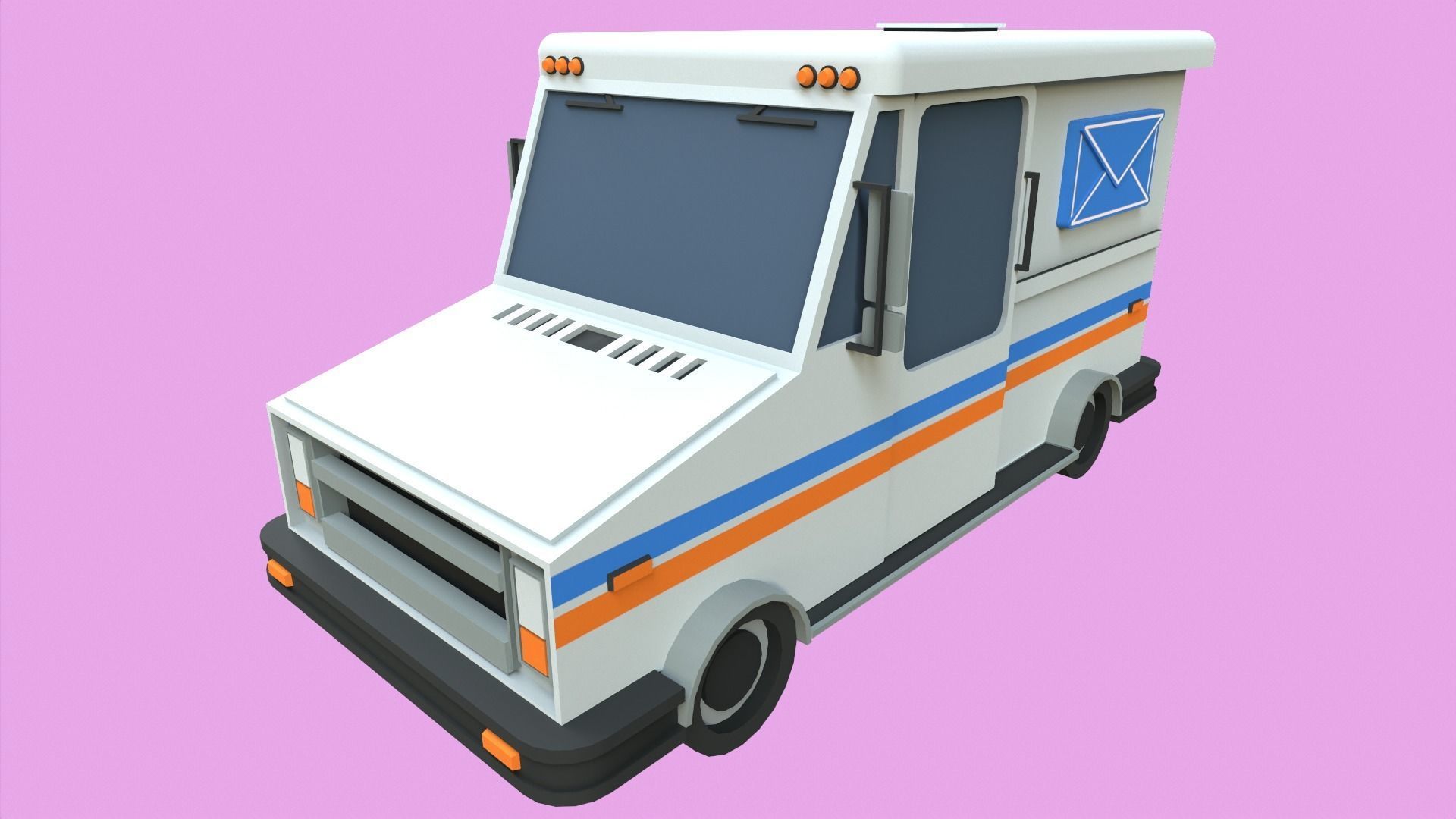3D model Lowpoly Mail Truck VR / AR / low-poly | CGTrader