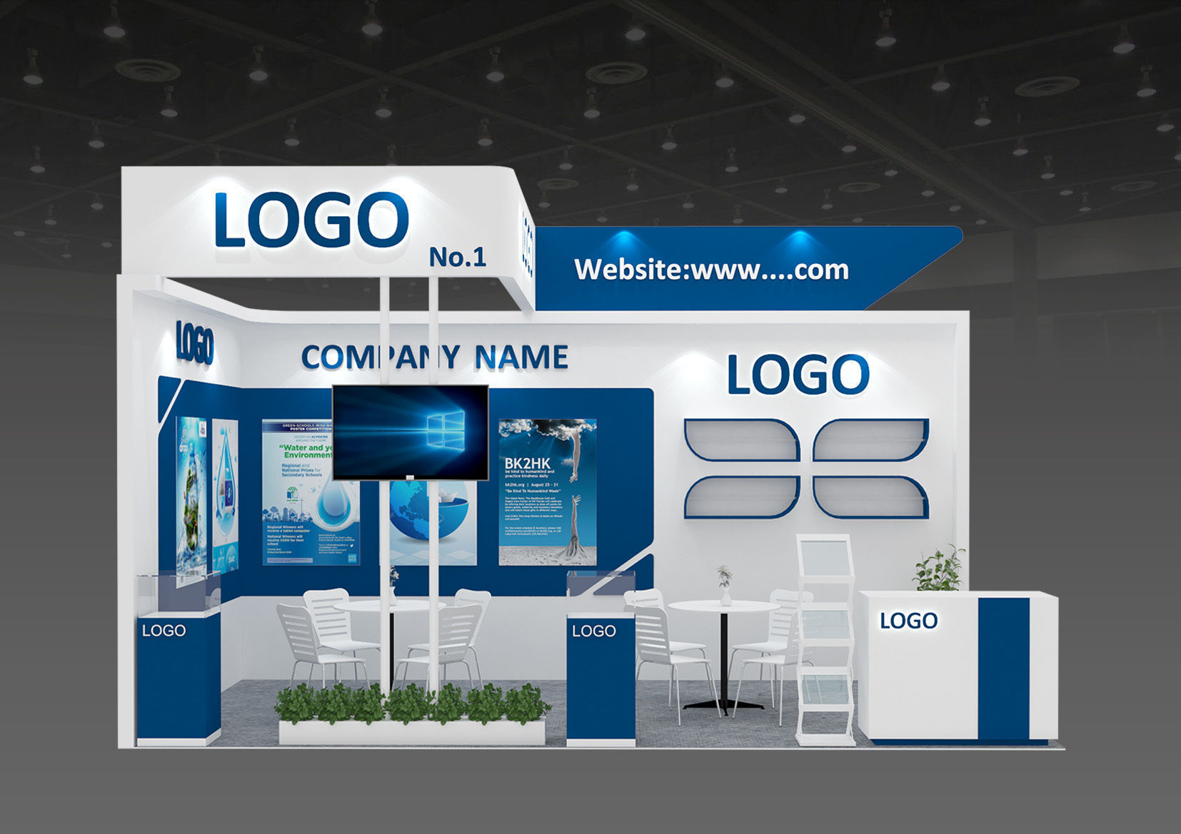 Exhibition booth 6x3m 2 open side 3D model 3D printable | CGTrader