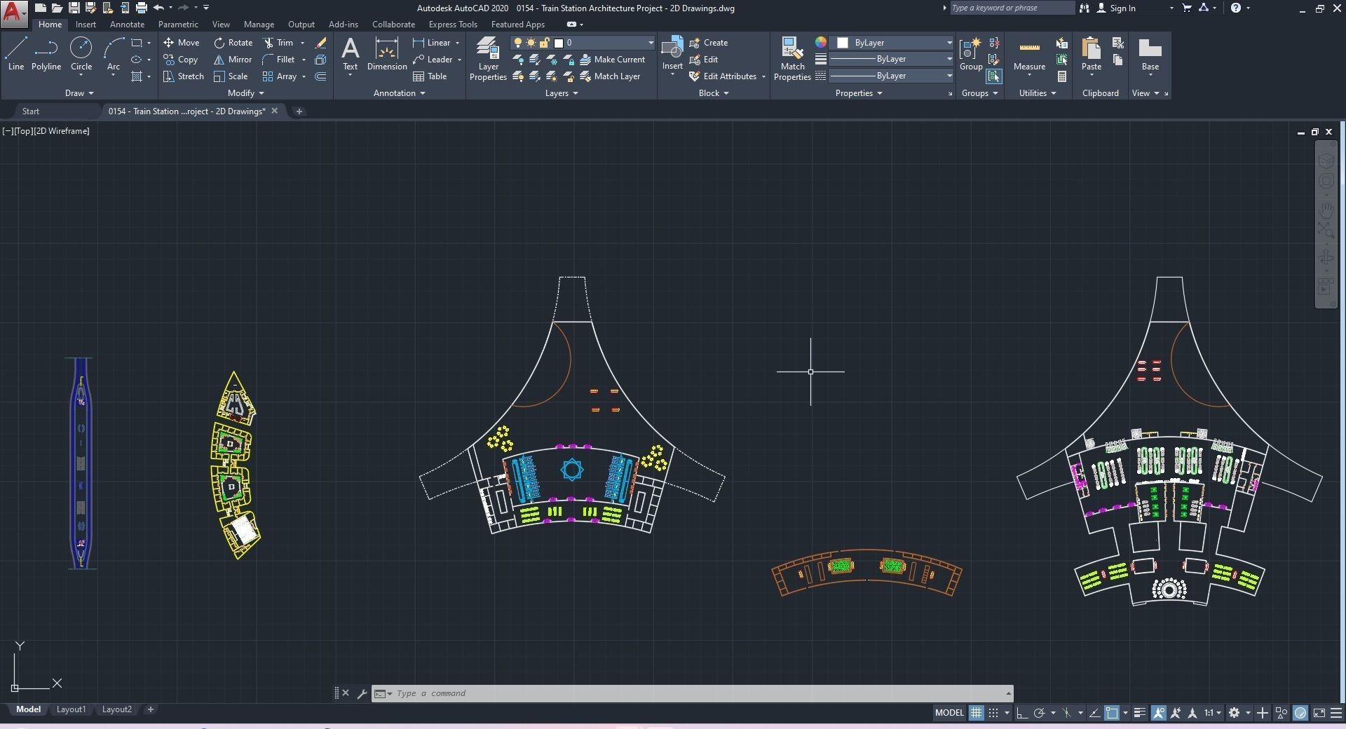 0154 - Train Station Architecture Project - 2D Drawings-3D Files 3D ...