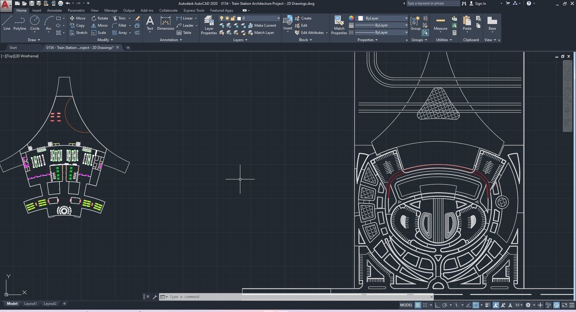 0154 - Train Station Architecture Project - 2D Drawings-3D Files 3D ...