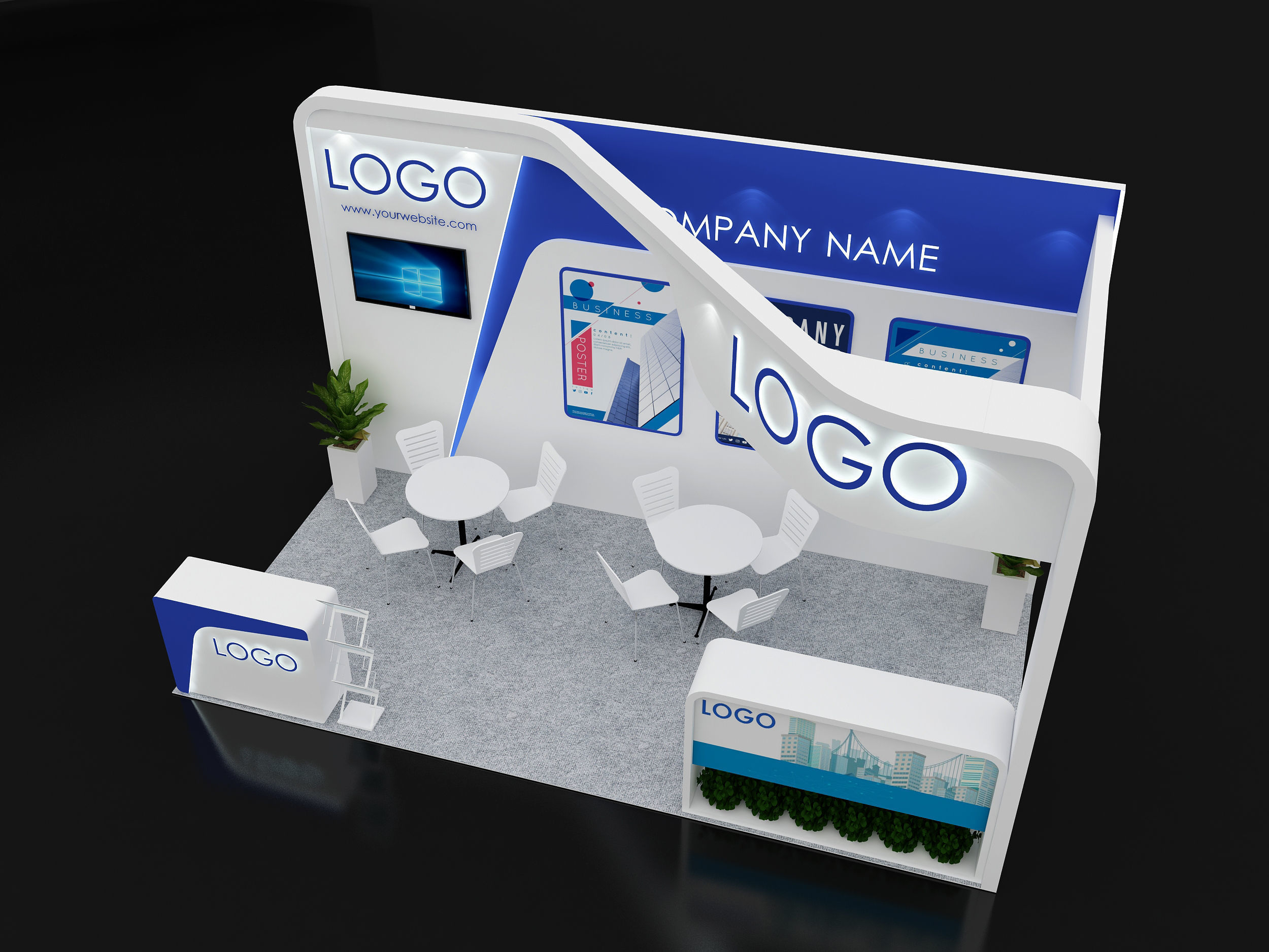 exhibition stand 6x3m 3D model 3D printable | CGTrader