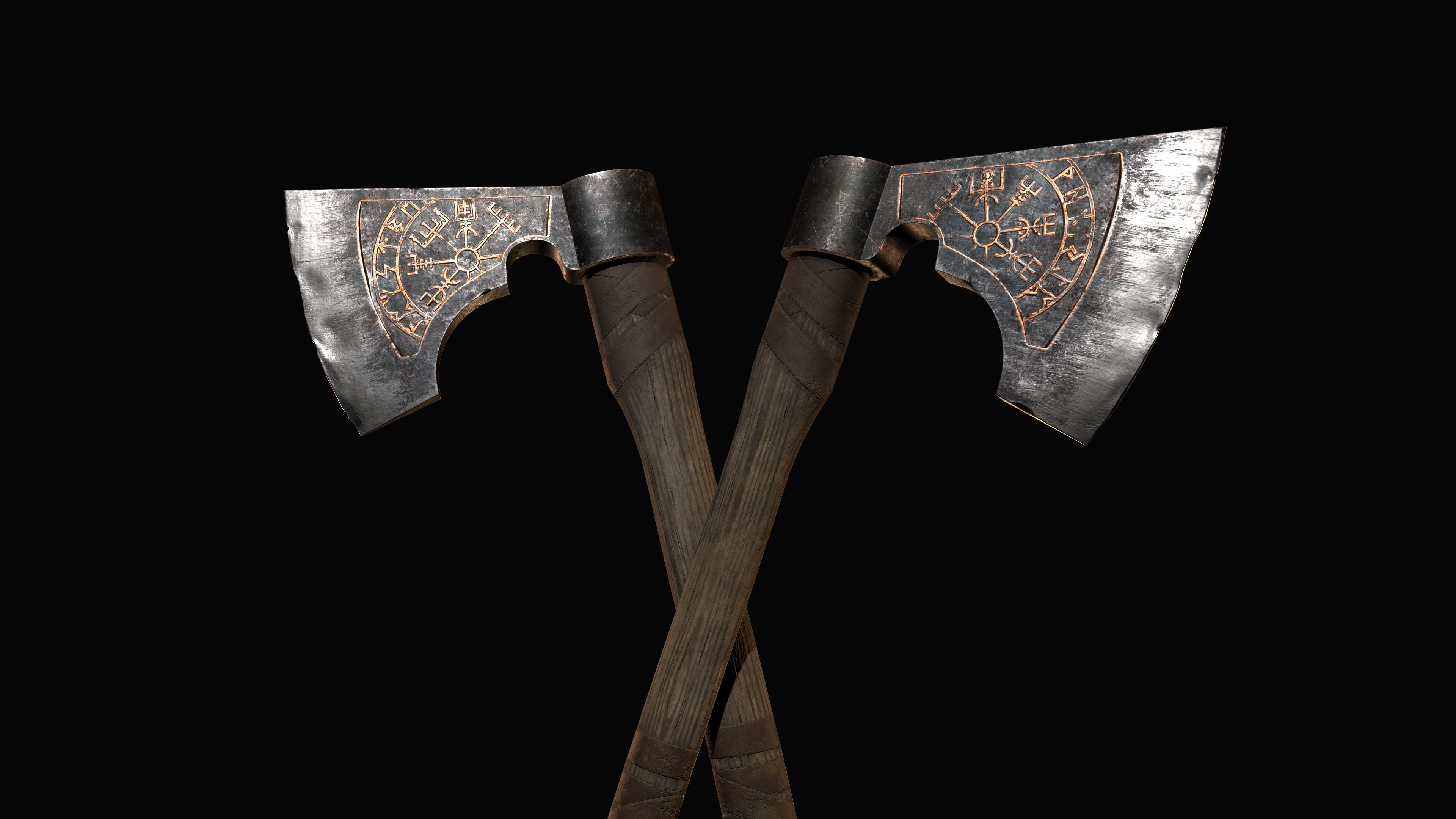 3D model Viking axe Viking war hammer Great viking sword Viking shields VR / AR / low-poly ...