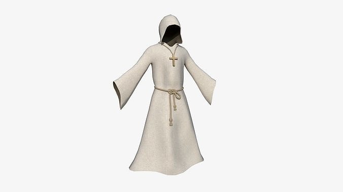 3D model Priest Outfit A09 Full White - Character Clothing Design VR ...