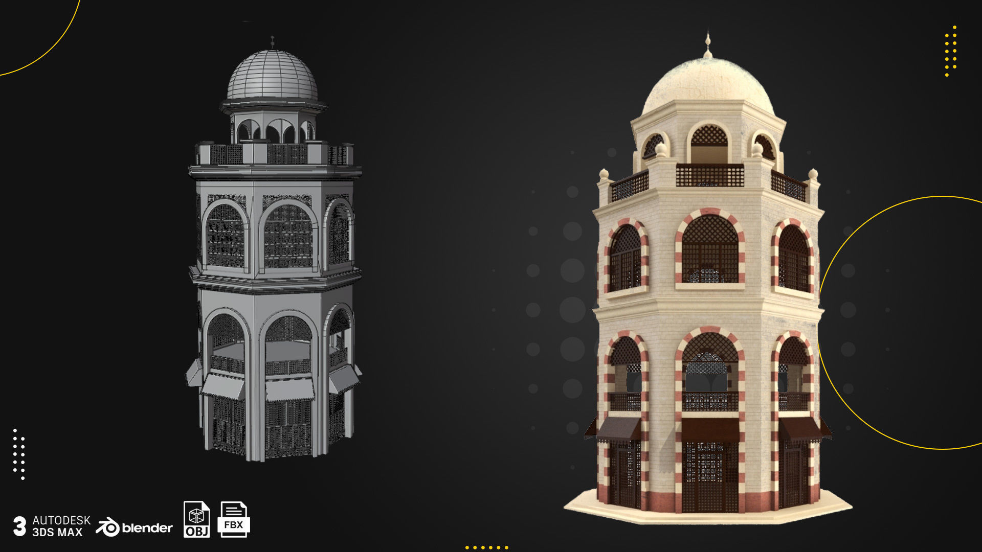 3D model 6 Arabic and Islamic Buildings VR / AR / low-poly | CGTrader