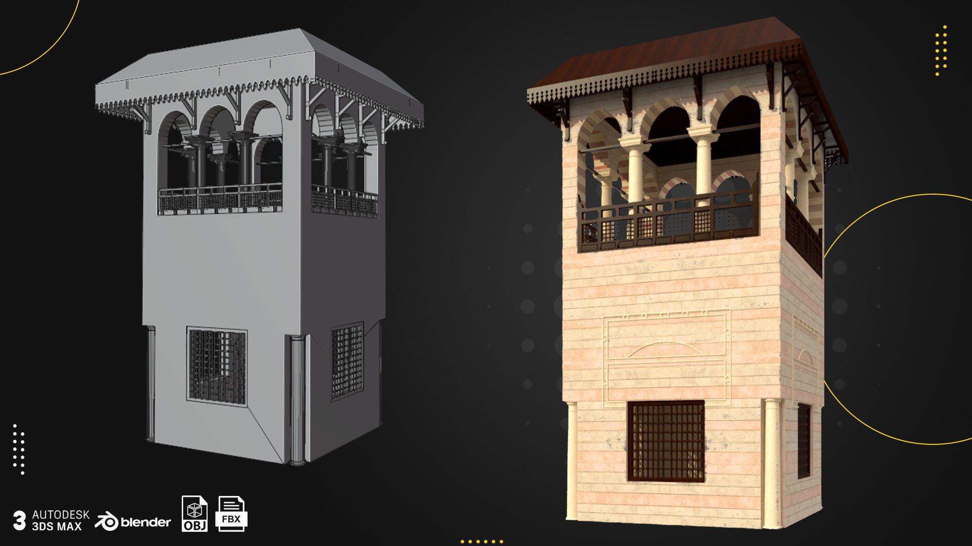 3D model 6 Arabic and Islamic Buildings VR / AR / low-poly | CGTrader