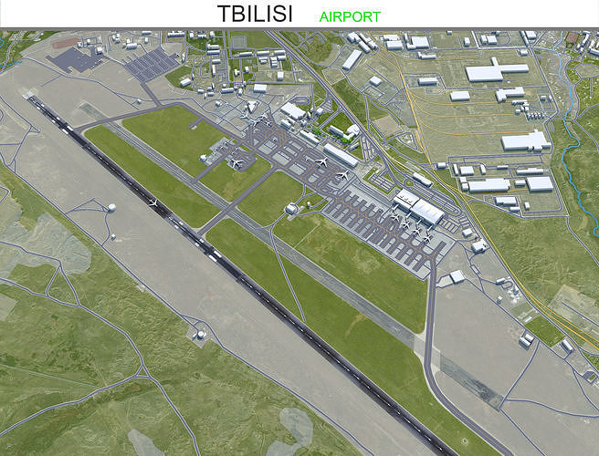 3D model Tbilisi Airport 10km VR / AR / low-poly | CGTrader